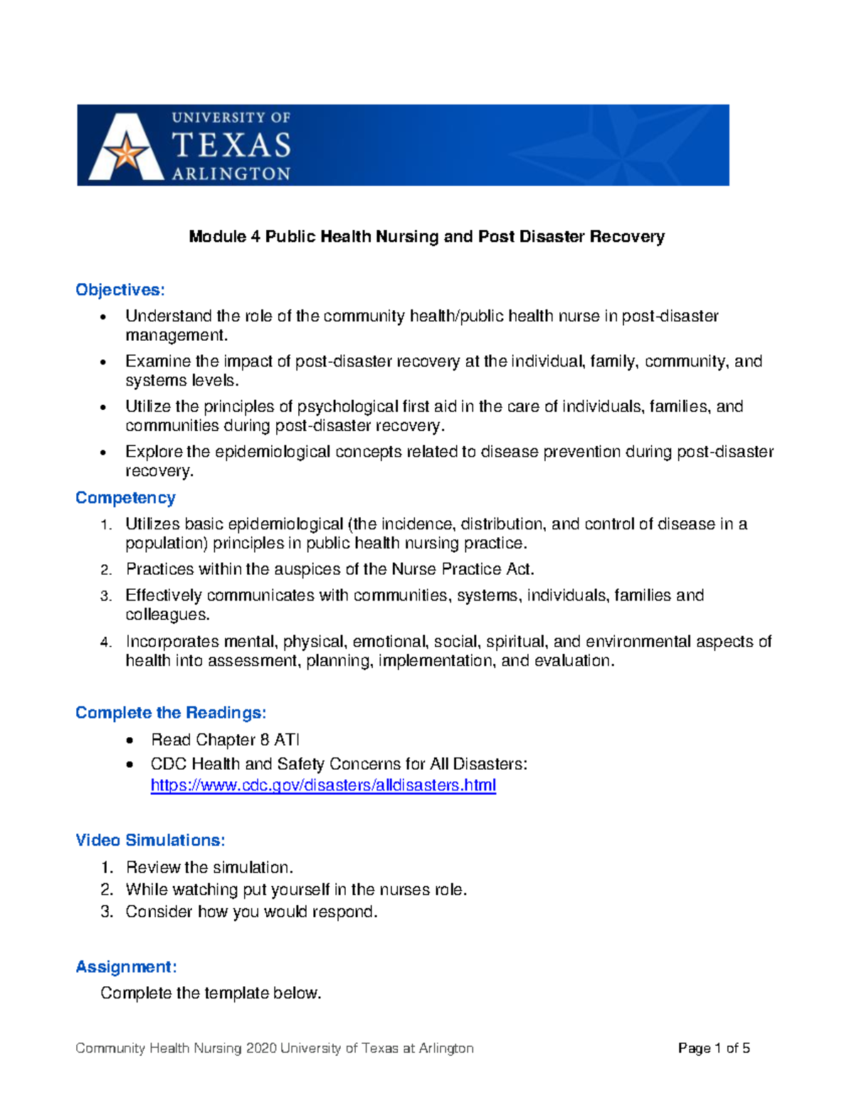 Mod 4 - Week 4 assignment - Module 4 Public Health Nursing and Post ...