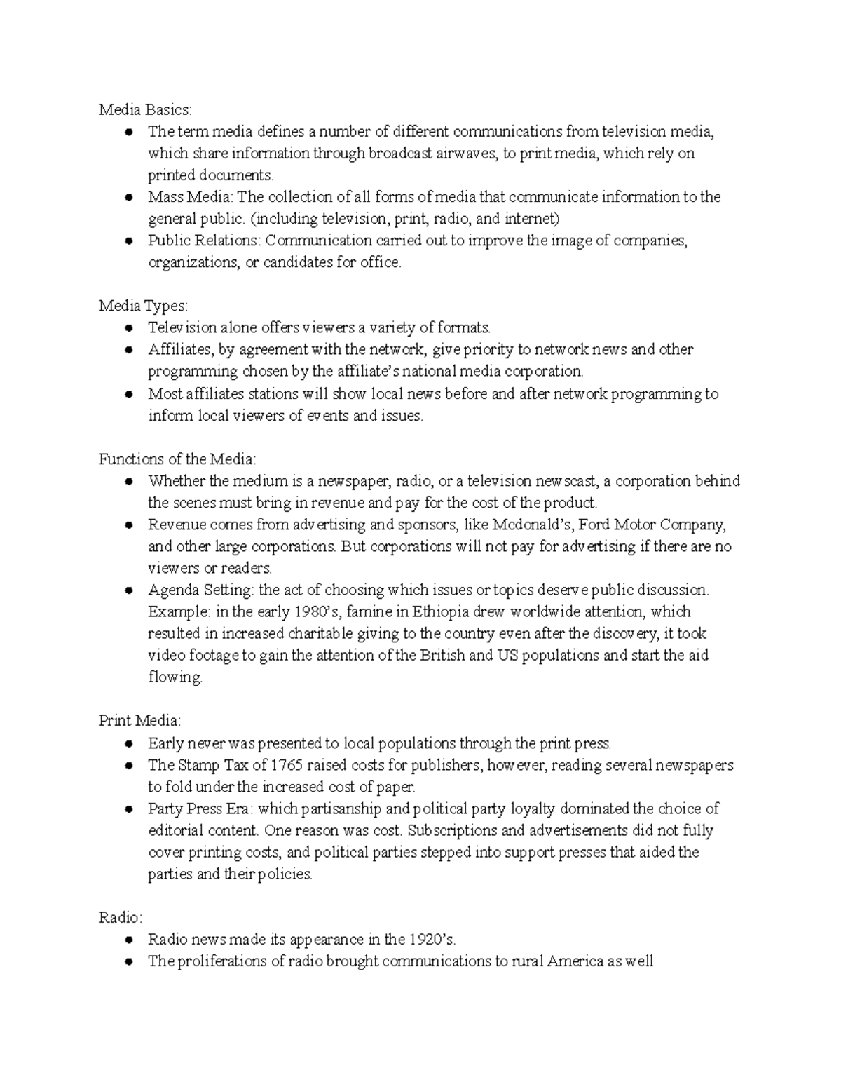 Government and Politics 2 - Media Basics: The term media defines a ...