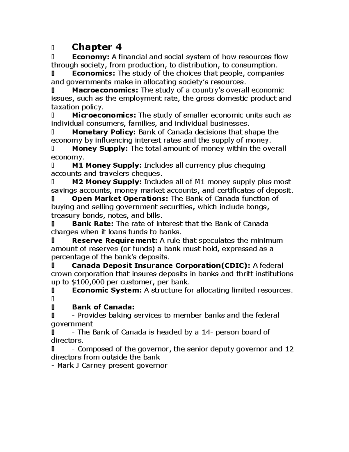 MGMT 1P93 Chapter 4 - Chapter 4 Economy: A financial and social system ...