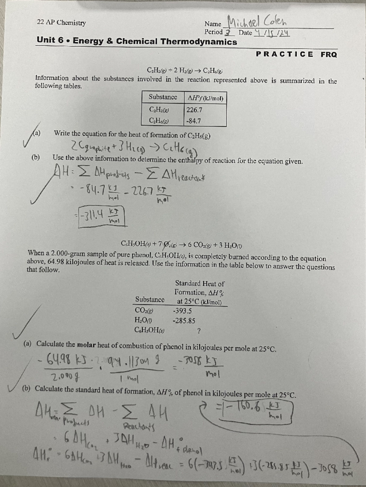 Enthalpy and Heat of Formation - CHEM 1300 - Studocu