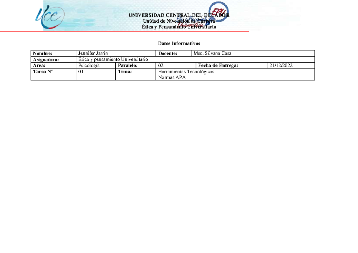 S1 Tl T1 - Herramientas Tecnológicas Normas APA - Unidad de Nivelación ...