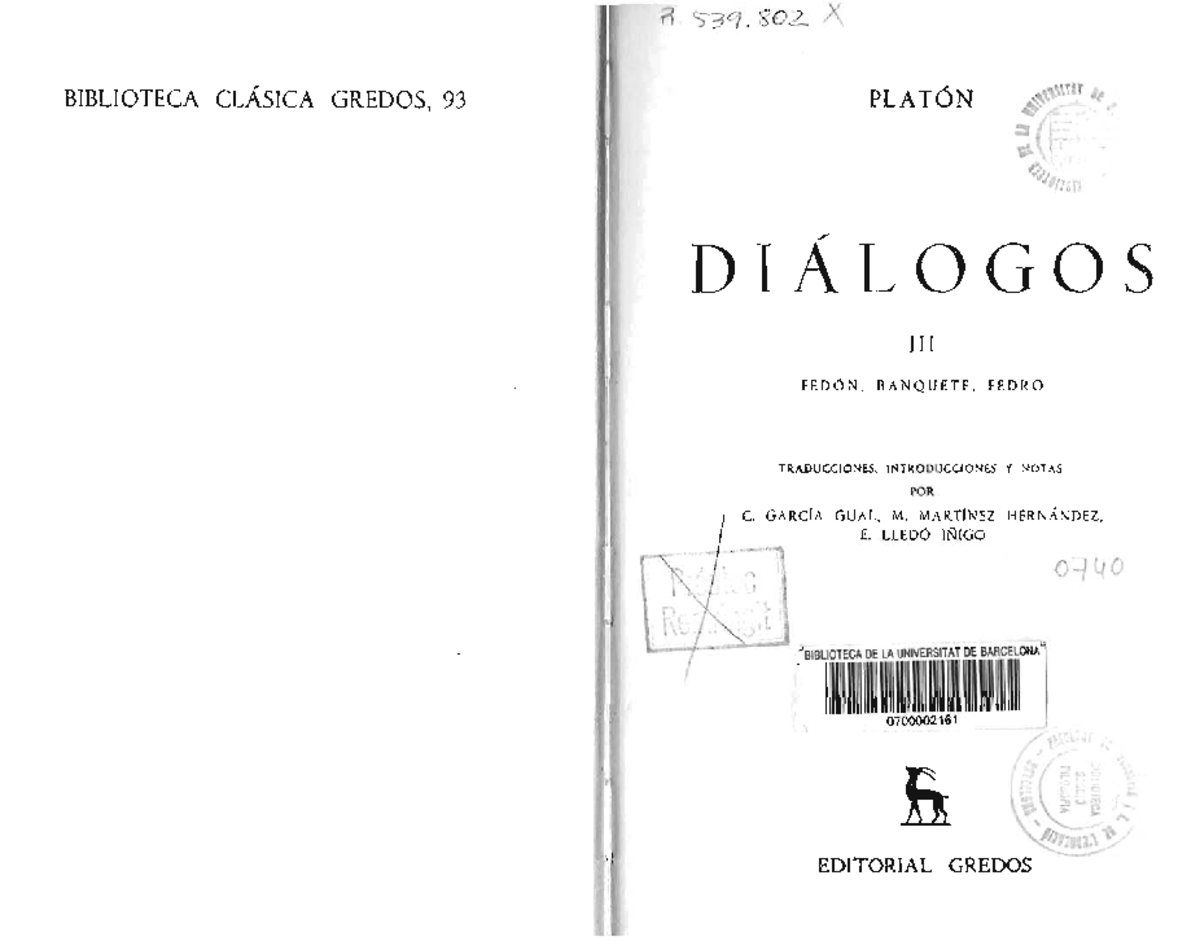 Platon-Fedro - extracto de libro de platon - BIBLI OTECA CLÁSICA GREDOS ...