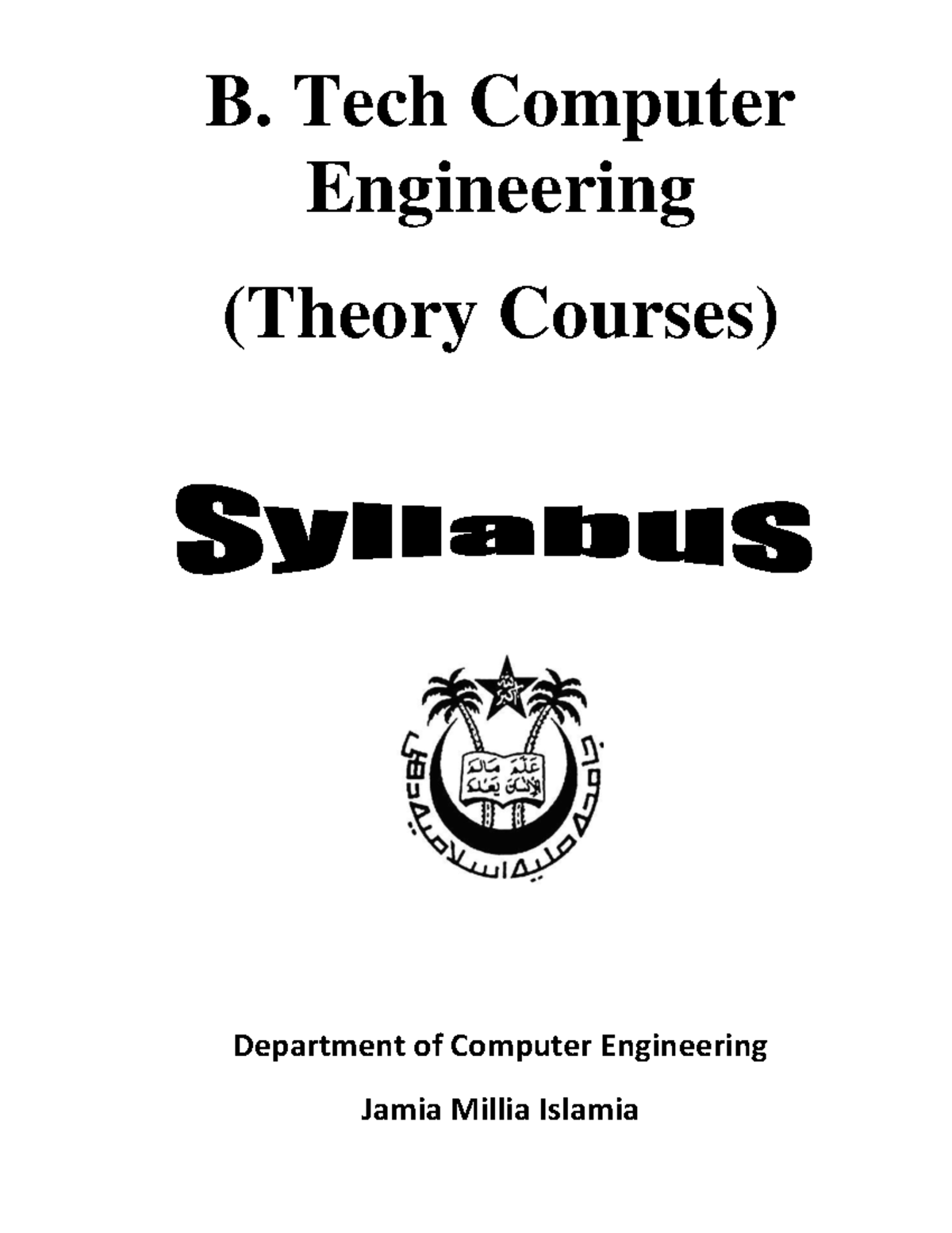 Cs fet comp engg btech - just the syll - B. Tech Computer Engineering (Theory Courses ...