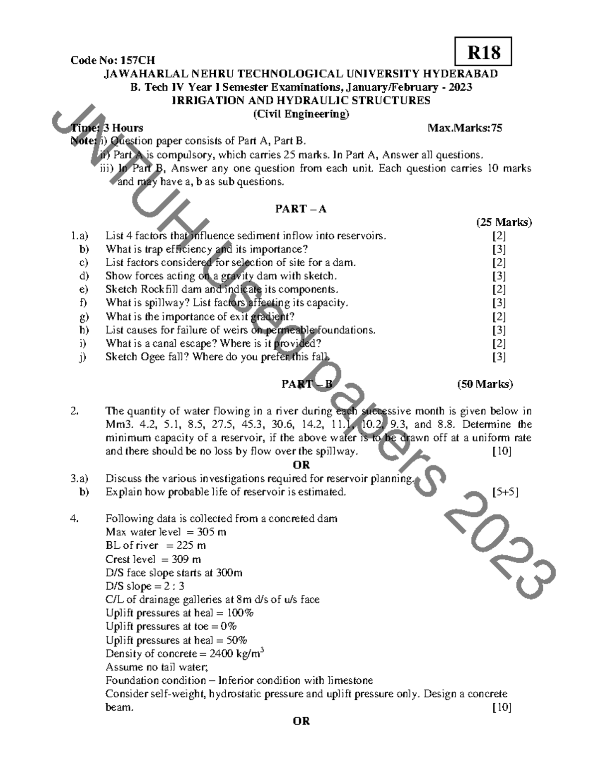 January February-2023 - Code No: 157CH JAWAHARLAL NEHRU TECHNOLOGICAL UNIVERSITY HYDERABAD B ...