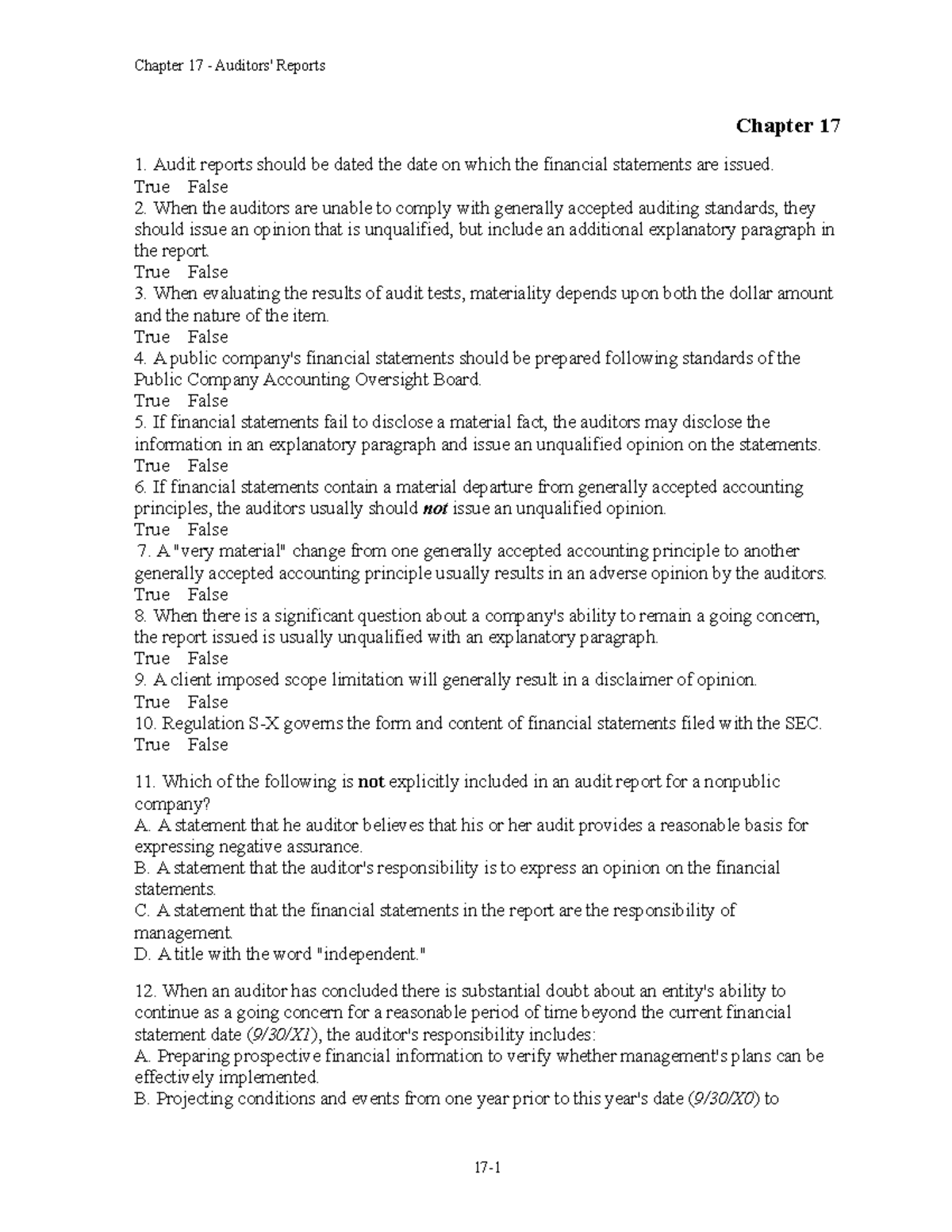 Chapter 17 audits report - Chapter 17 Reports Chapter 17 1. Audit ...