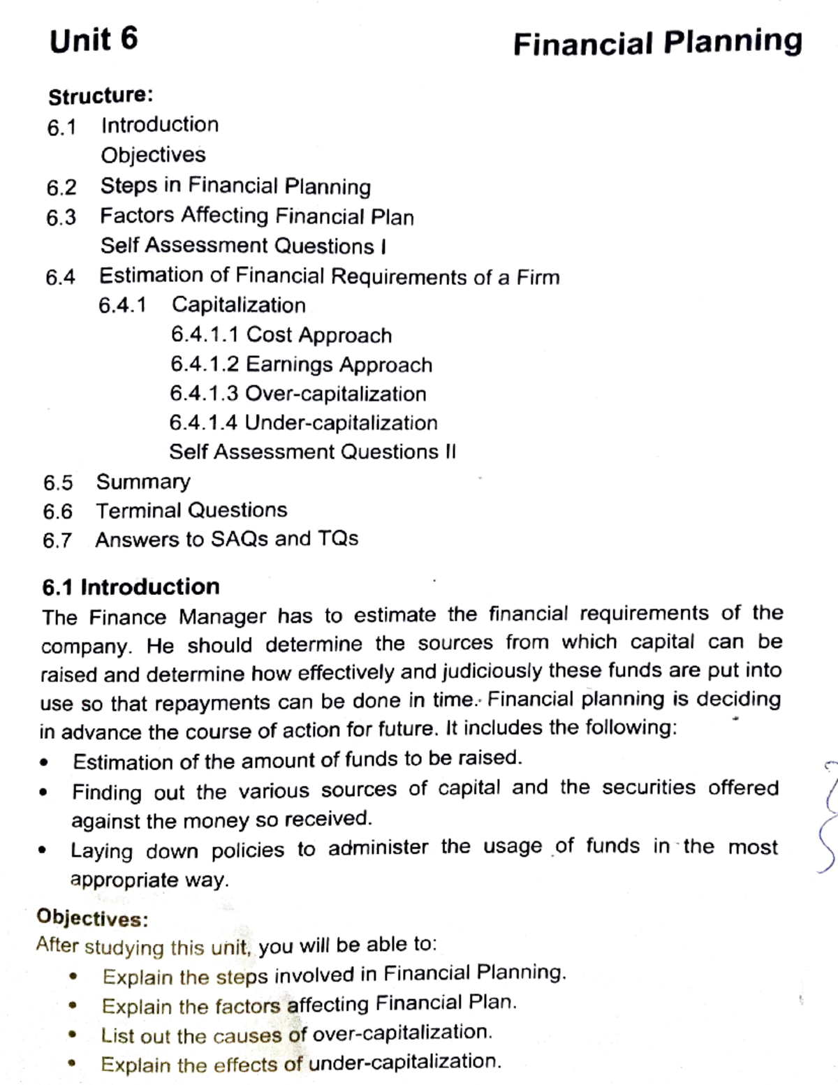 Accounting and Financial Management-Financial Planning - Unit 6 ...