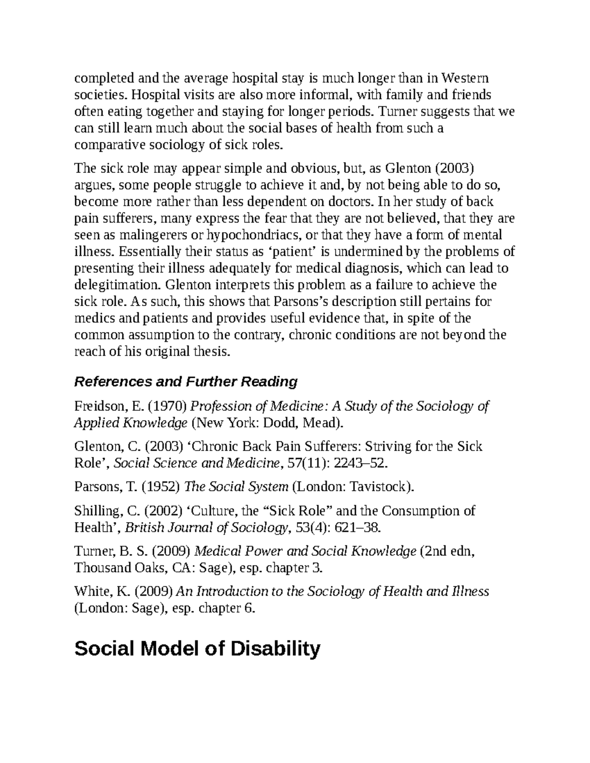 Essential Concepts in Sociology Chapter (54) - completed and the average hospital stay is much ...