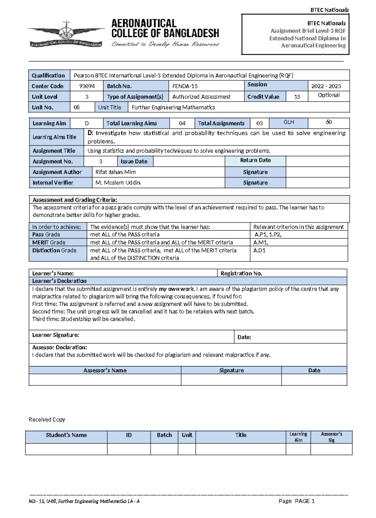 ND-15, U-08, LA-3 - BTEC Nationals Assignment Brief Level-3 RQF ...