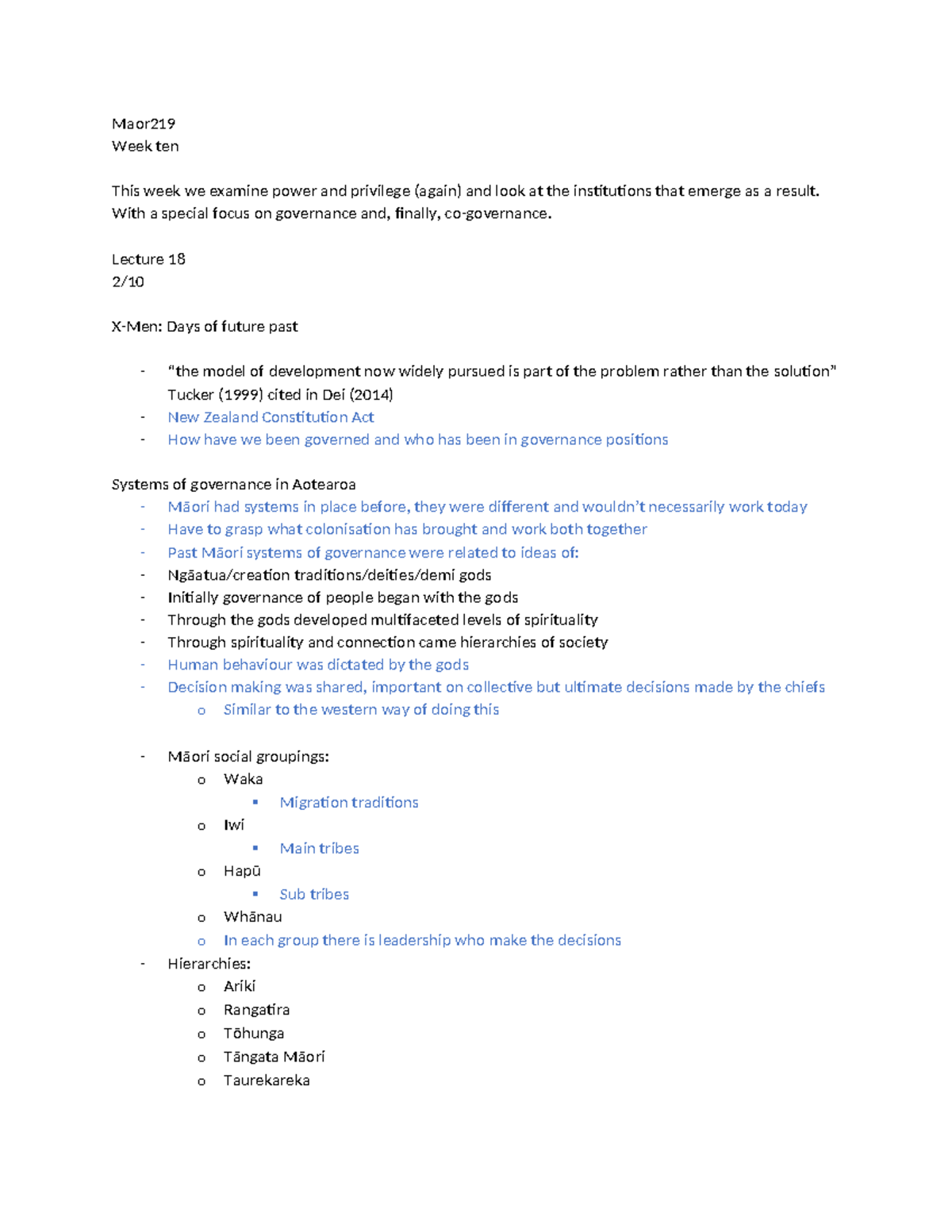 Week ten - Maor219 week 10 lecture notes 2023 - Maor Week ten This week ...