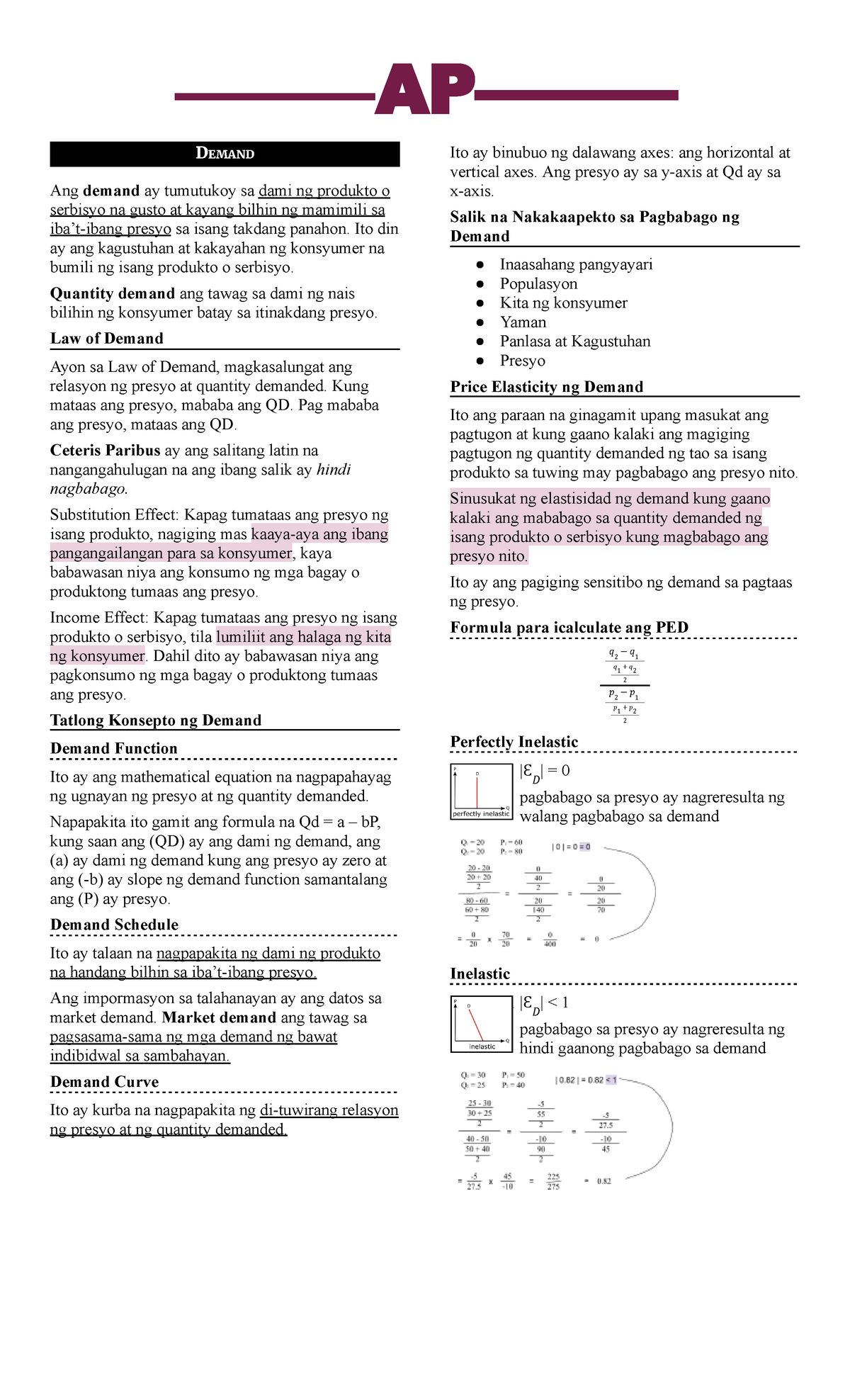 Economics-Q2 - Ekonomiya ng bansa para sa Grade 9 - ———AP——— DEMAND Ang ...