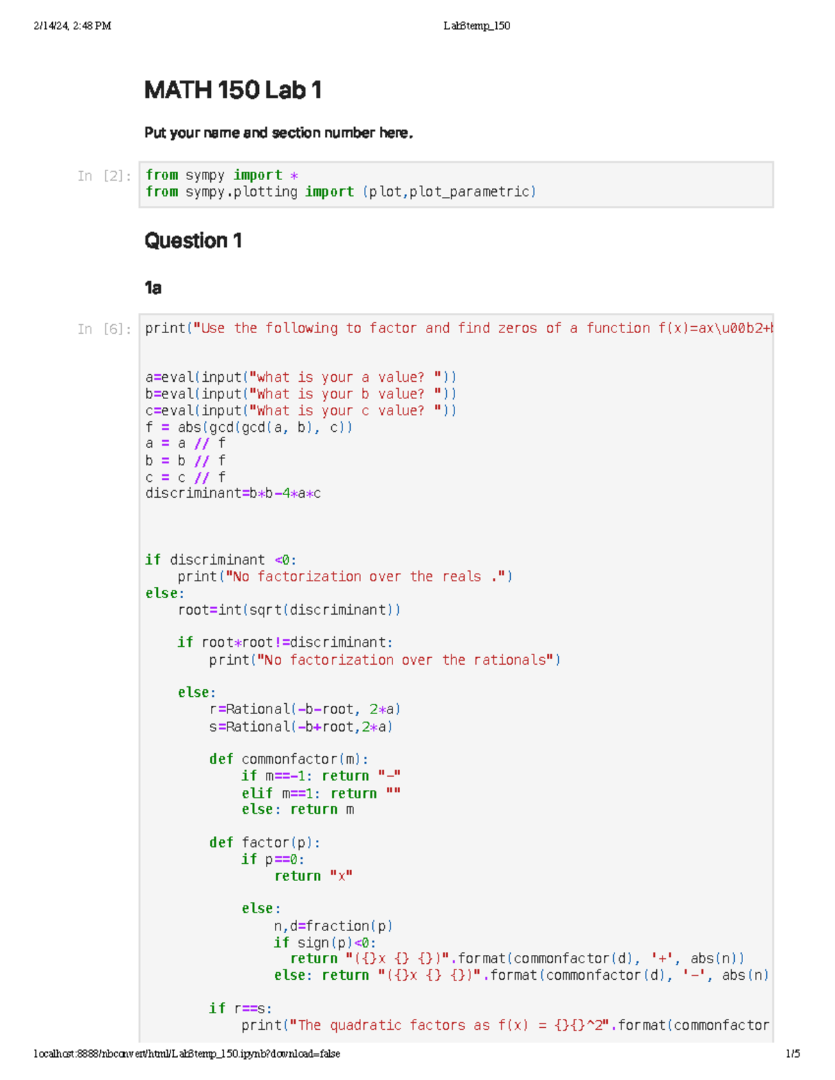 Lab Python Assignment Math Put Your N A 150 Me An Dl Sabection 1 Number Here Q 1 Auestion 1 