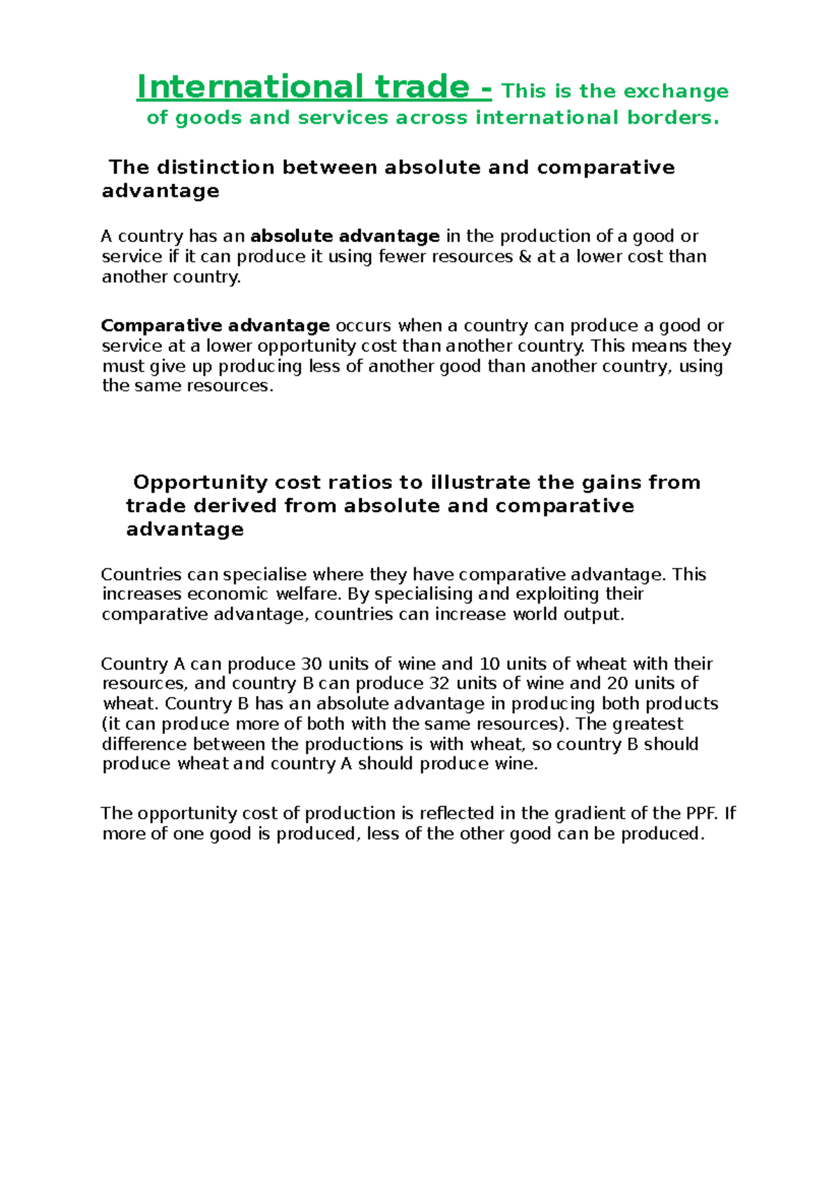 International Trade - The distinction between absolute and comparative ...