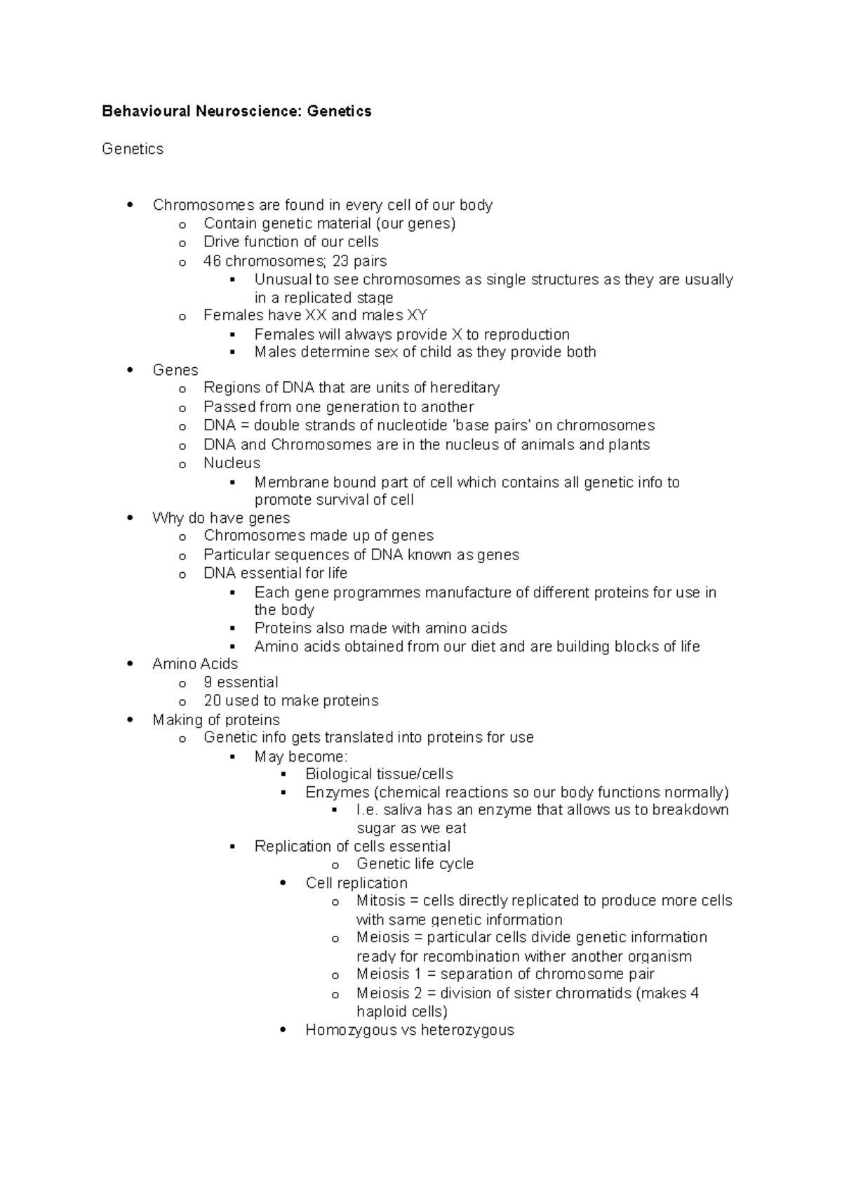 Biopsychology Notes (weeks 7 Onwards) - Behavioural Neuroscience ...
