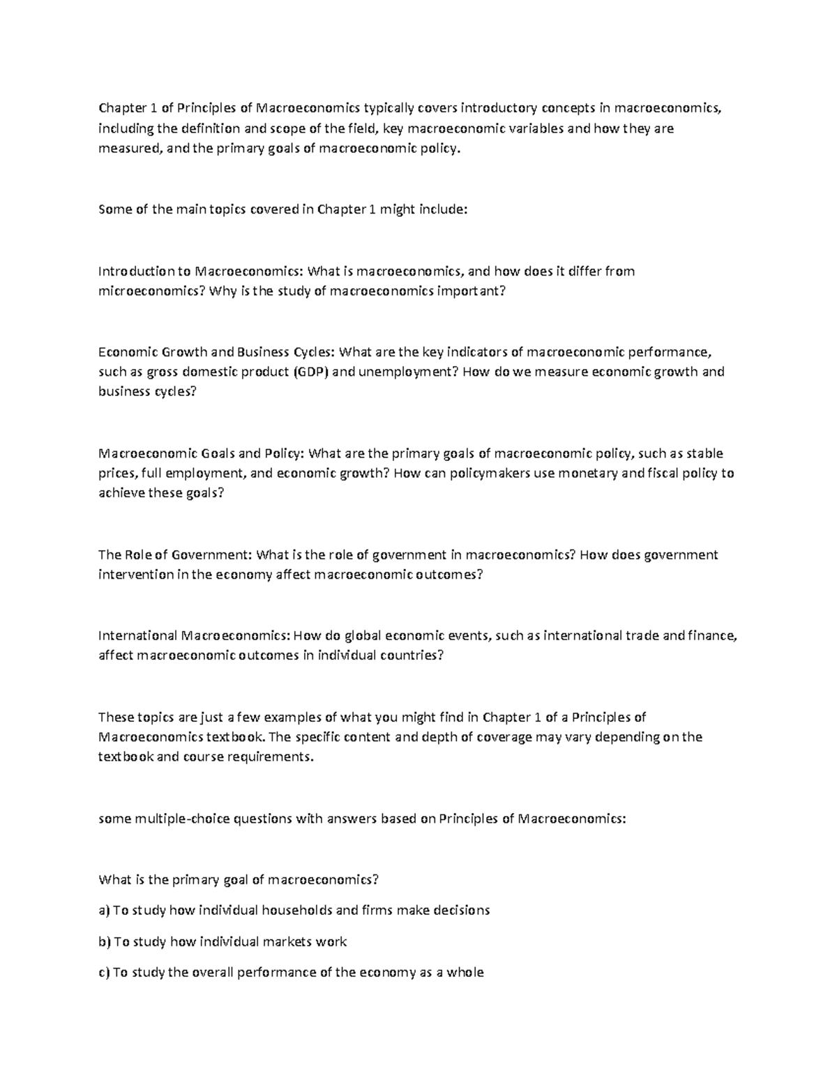 5 Principles Of Macroeconomics Covers The Fundamental Concepts In