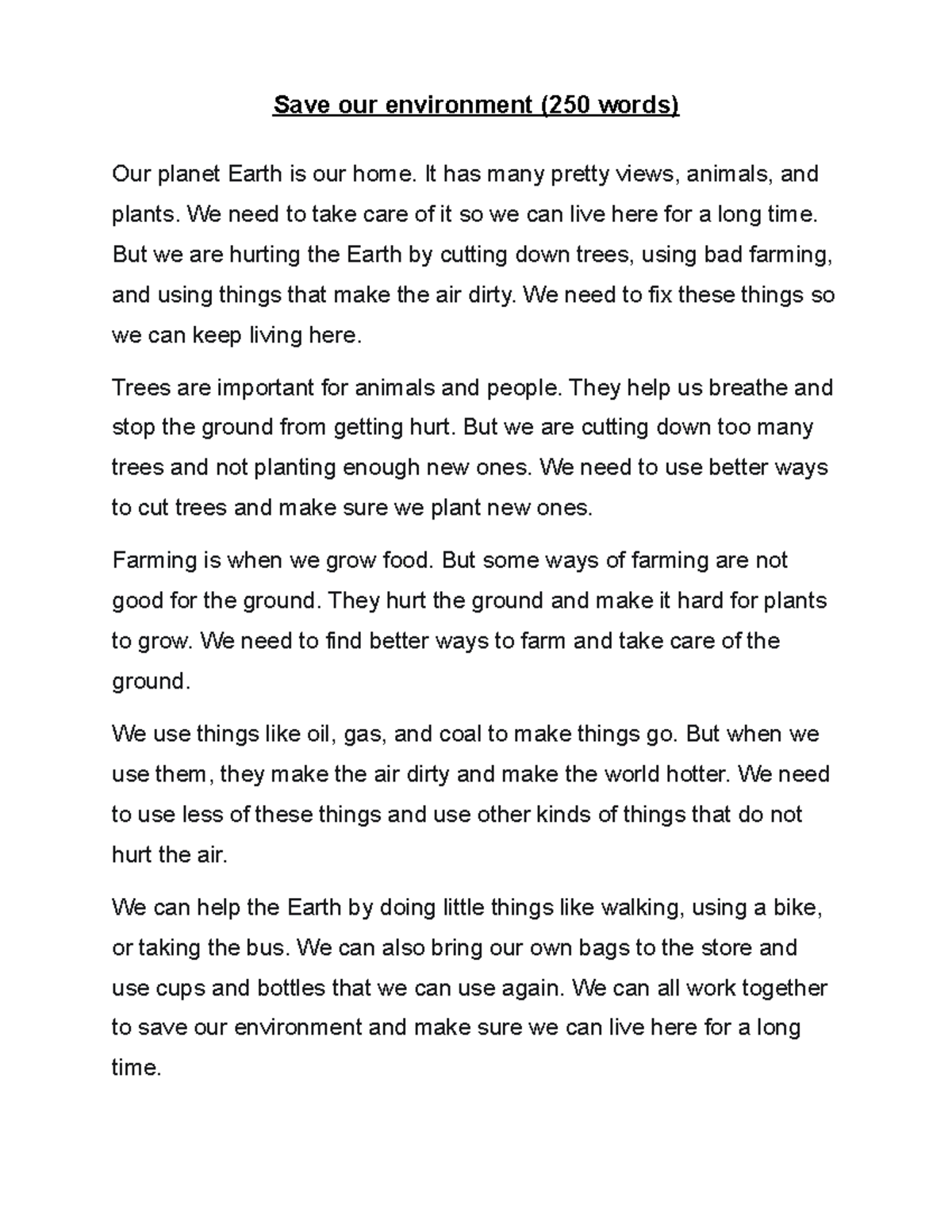 Save our environment - Copy - Save our environment (250 words) Our ...