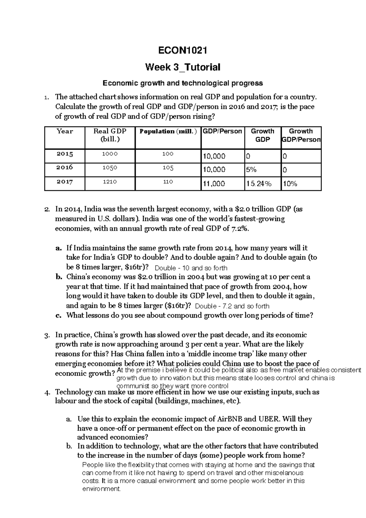 1021 S2 Tutorial 2 Week 3 questions B - ECON Week 3 _Tutorial Economic ...