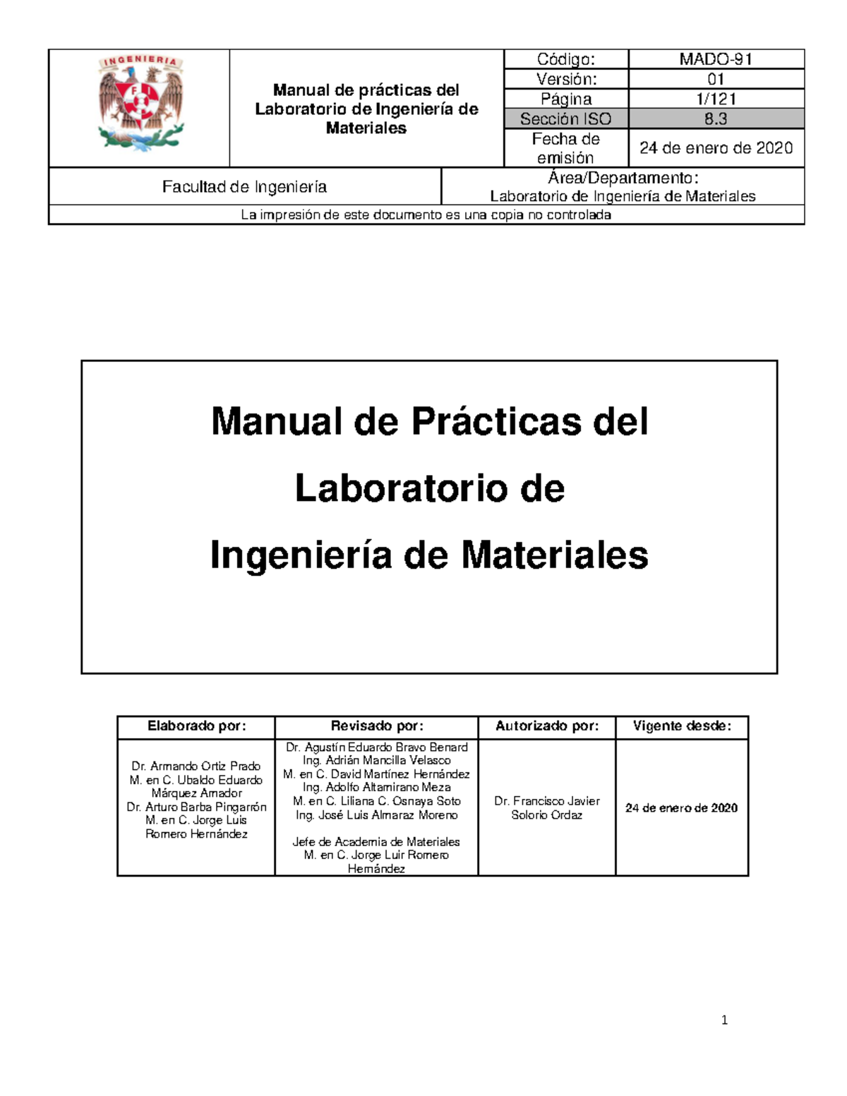Manual Lab Ing Materiales - Manual de prácticas del Laboratorio de Ingeniería de Materiales ...