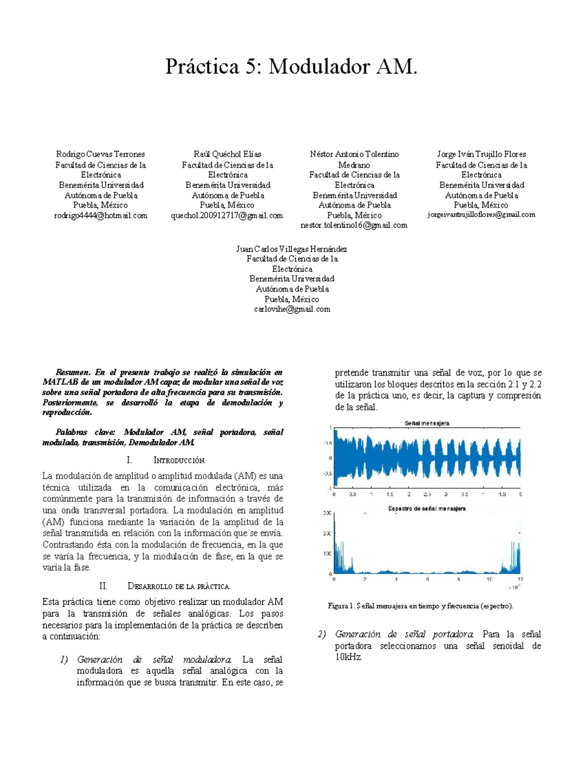 imulación en MATLAB de un modulador AM capaz de modular una señal de ...
