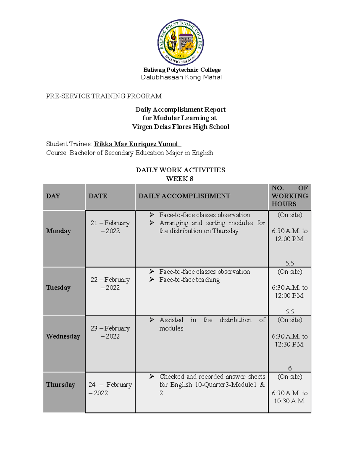 Template dar - test - Baliwag Polytechnic College Dalubhasaan Kong ...