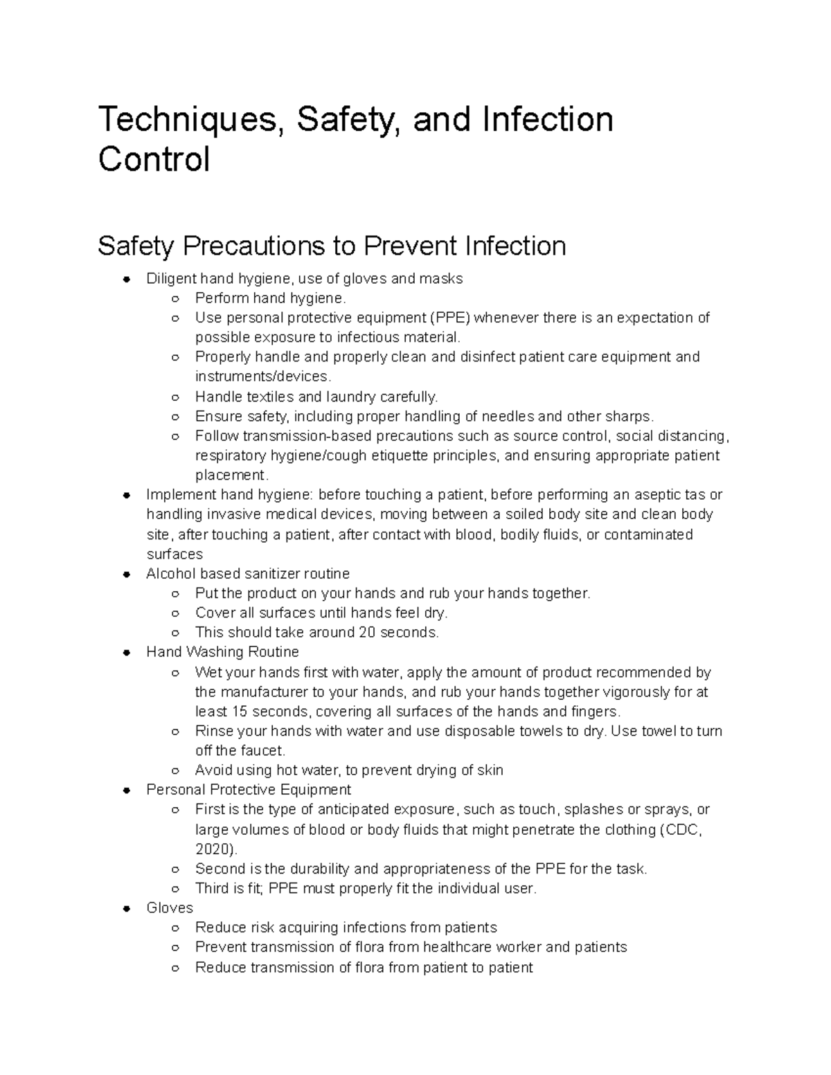Chapter 3 Notes - Techniques, Safety, and Infection Control Safety ...