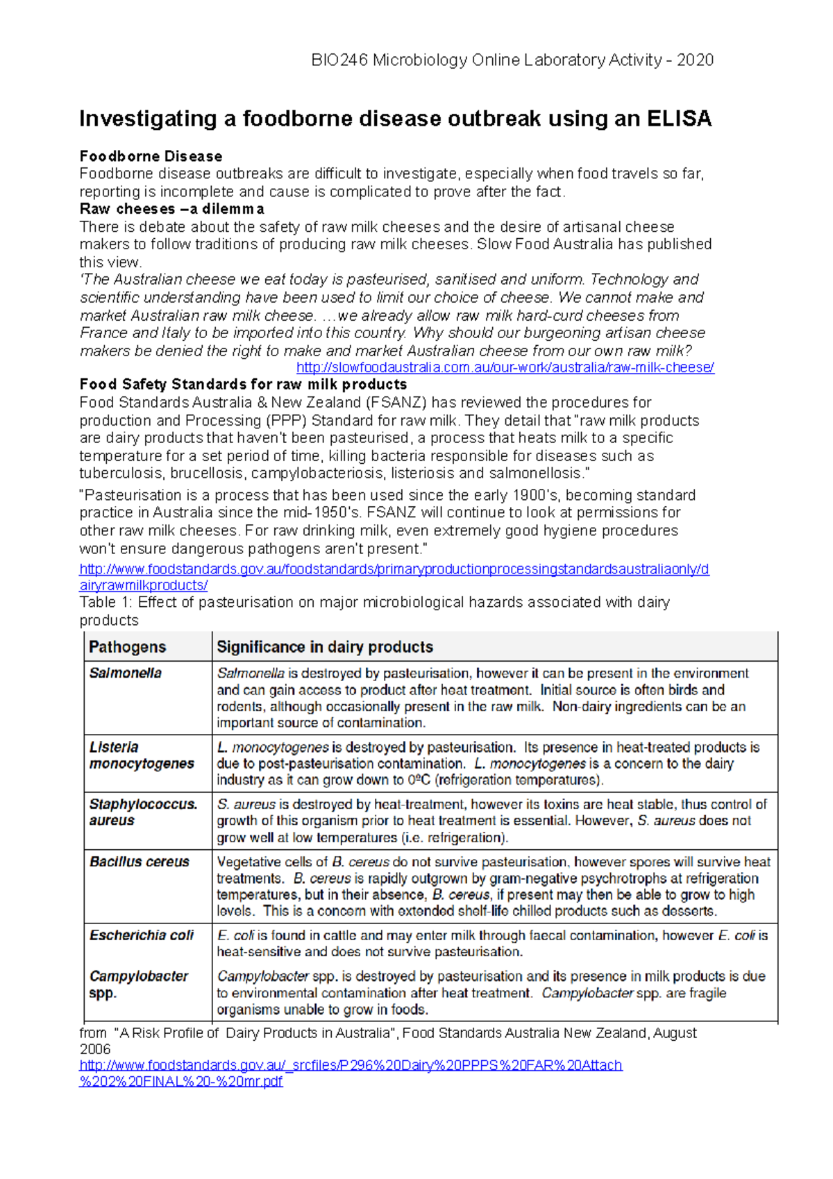 Online Epidemiology Lab 2020 - Investigating a foodborne disease ...