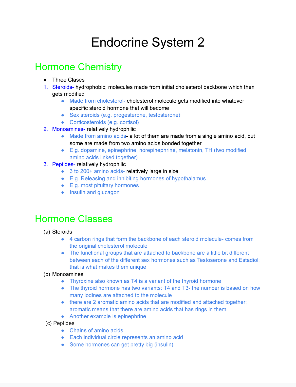 Endocrine system 2 - Dr.Waltz - Endocrine System 2 Hormone Chemistry ...