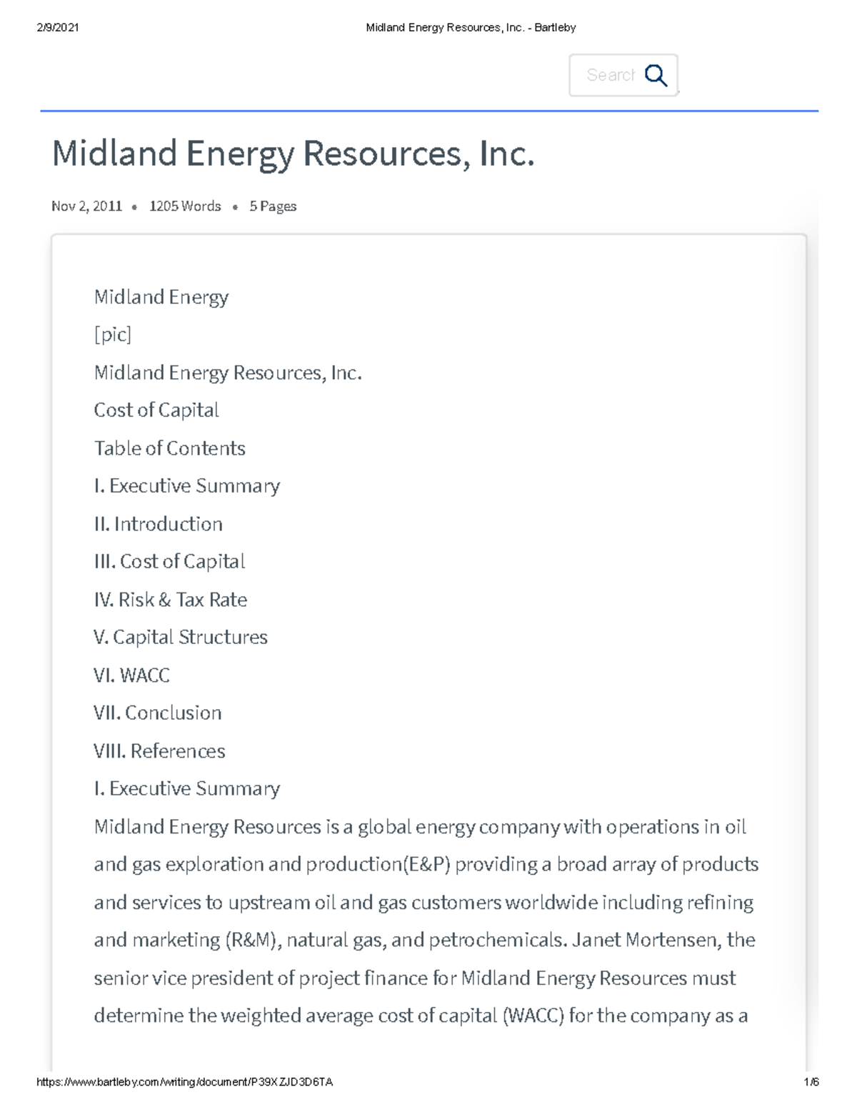 Midland Energy Case Study - Nov 2, 2011 1205 Words 5 Pages Midland ...