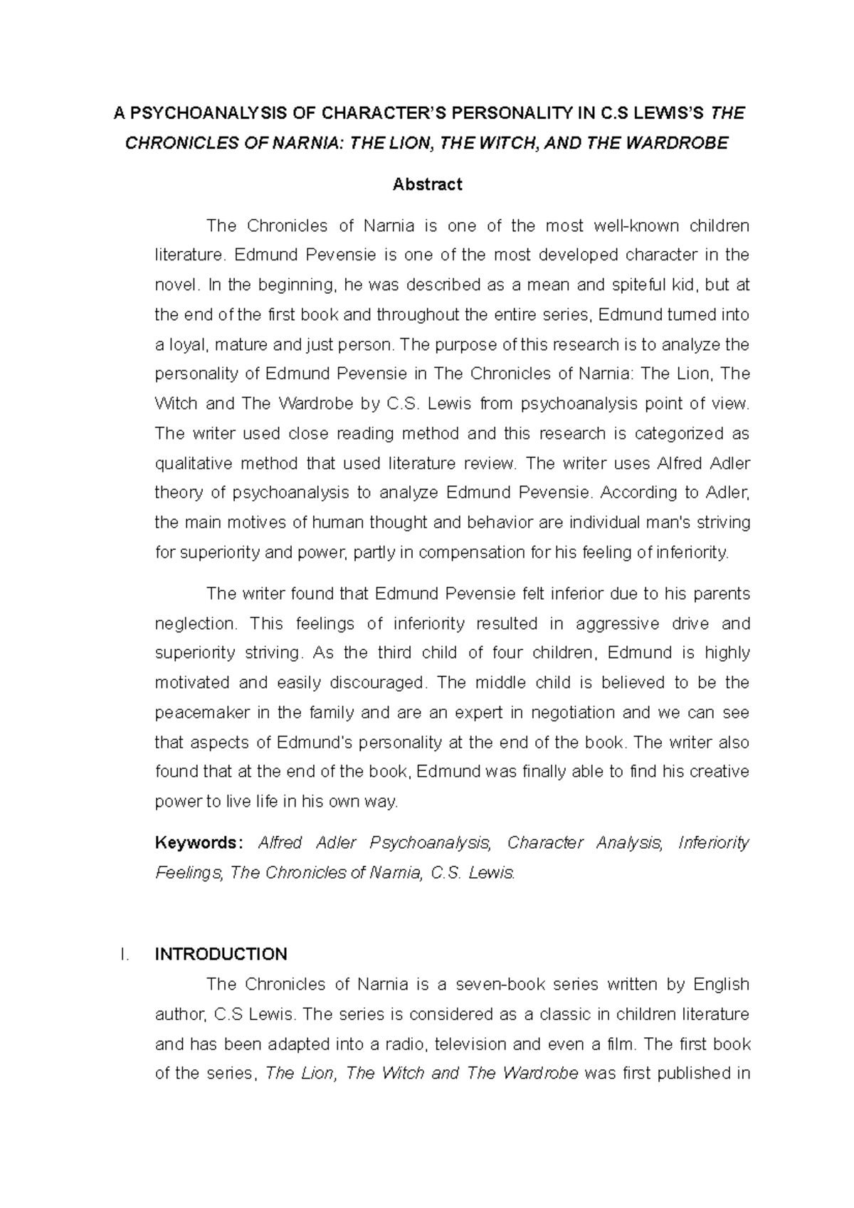 A Psychoanalysis OF Character’S Personality - A PSYCHOANALYSIS OF ...