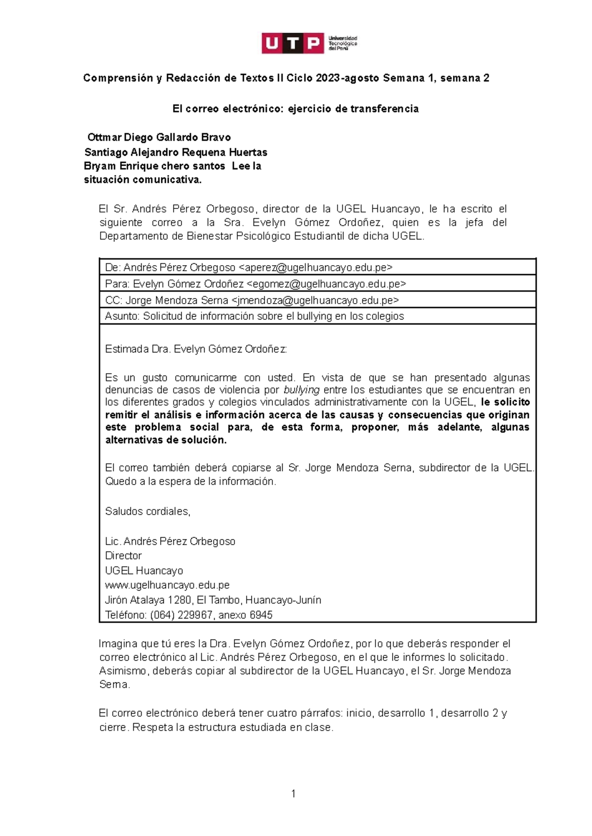 Bullying redacción - Comprensión y Redacción de Textos II Ciclo 2023 ...