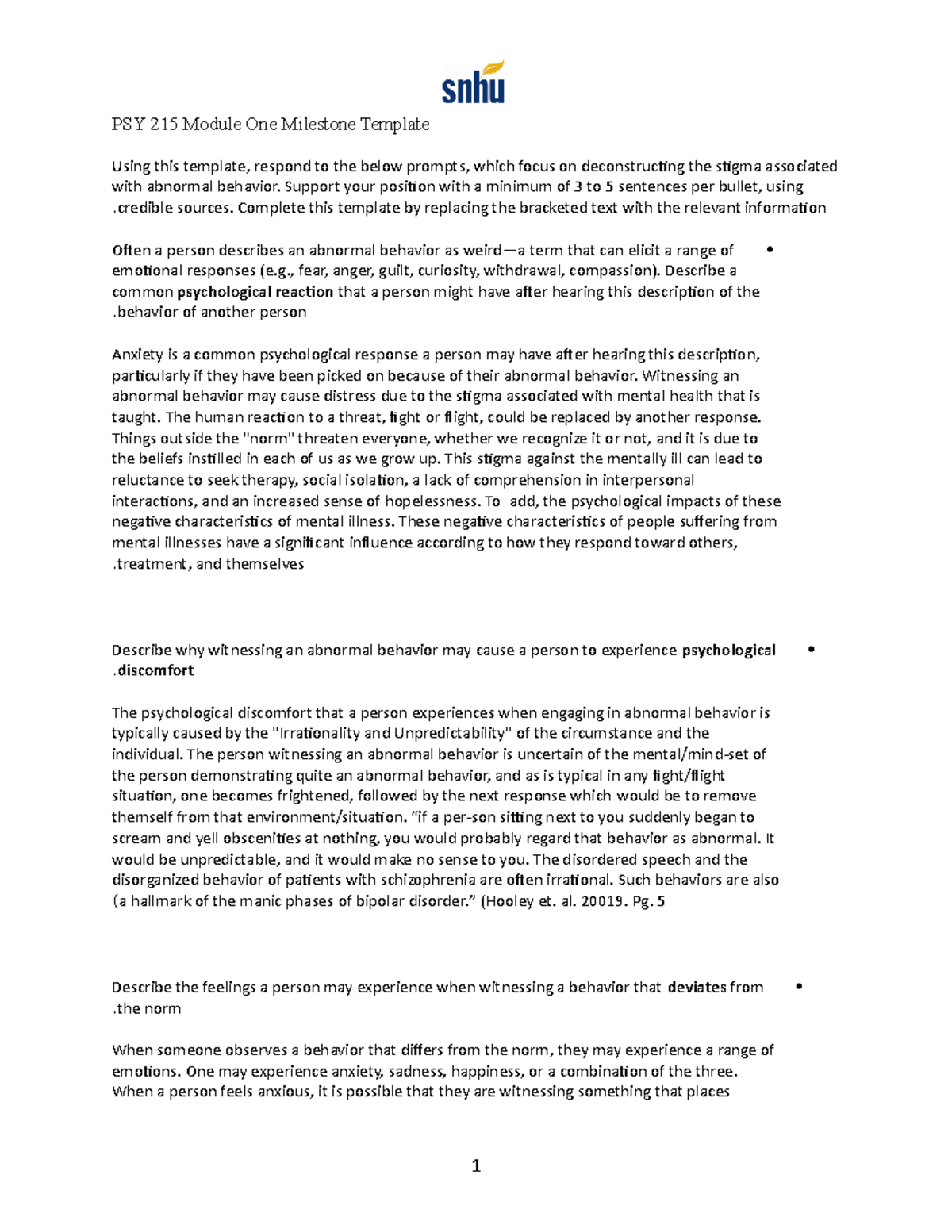 Psy 215 Module One Milestone Template Psy 215 Module One Milestone Template Using This