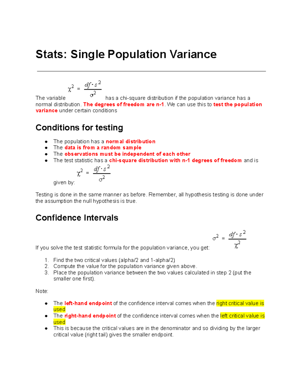 Testing a single population variance - Stats: Single Population ...
