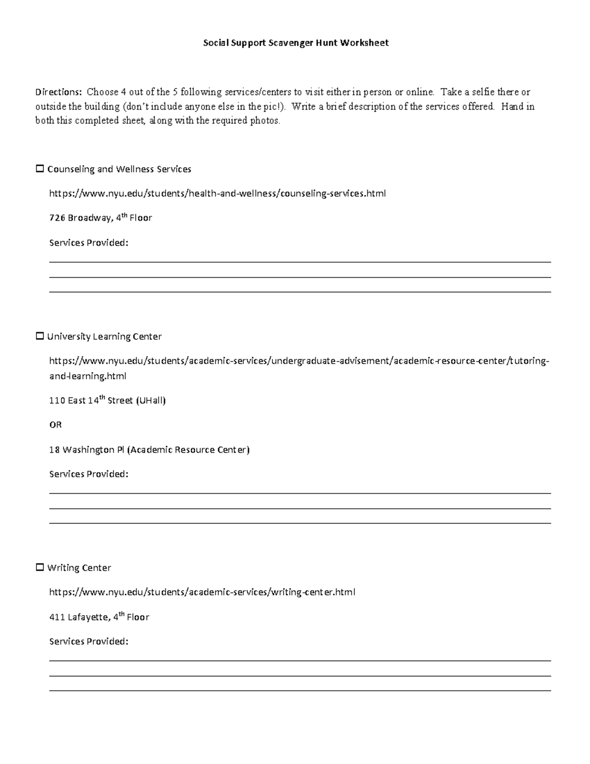 Social Support Scavenger Hunt - Copy - Social Support Scavenger Hunt ...