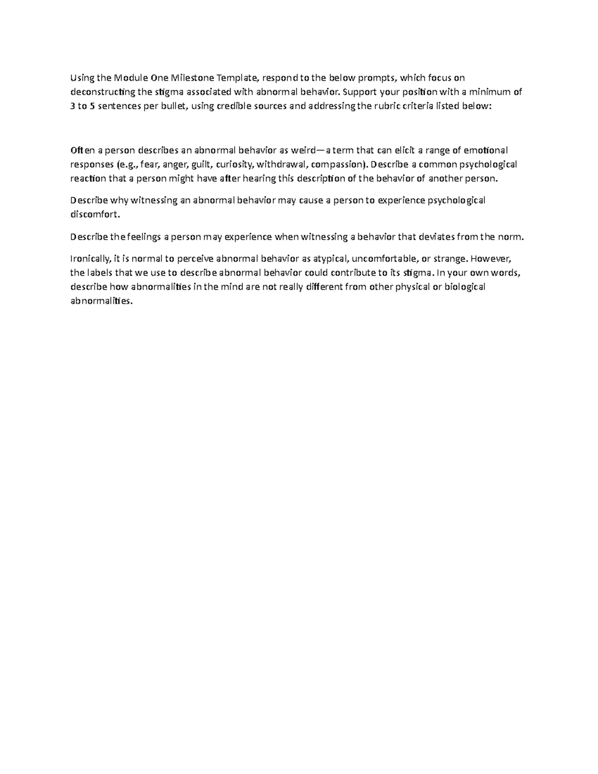 Document 1 10 Module One Assignment Work Using The Module One Milestone Template