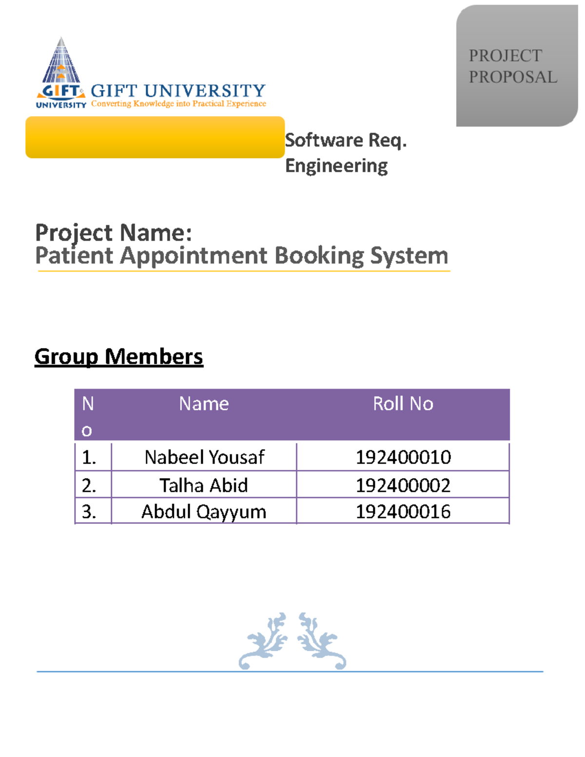 1-Appointment Booking System - Software Req. Engineering Project Name ...