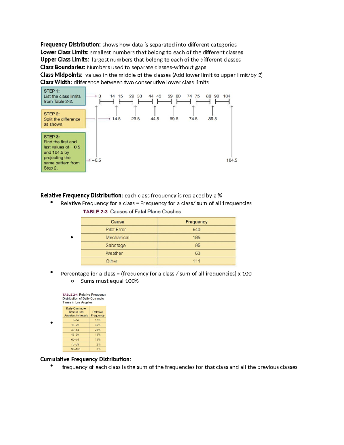 Chapter 2 Stats Notes - Frequency Distribution: shows how data is ...