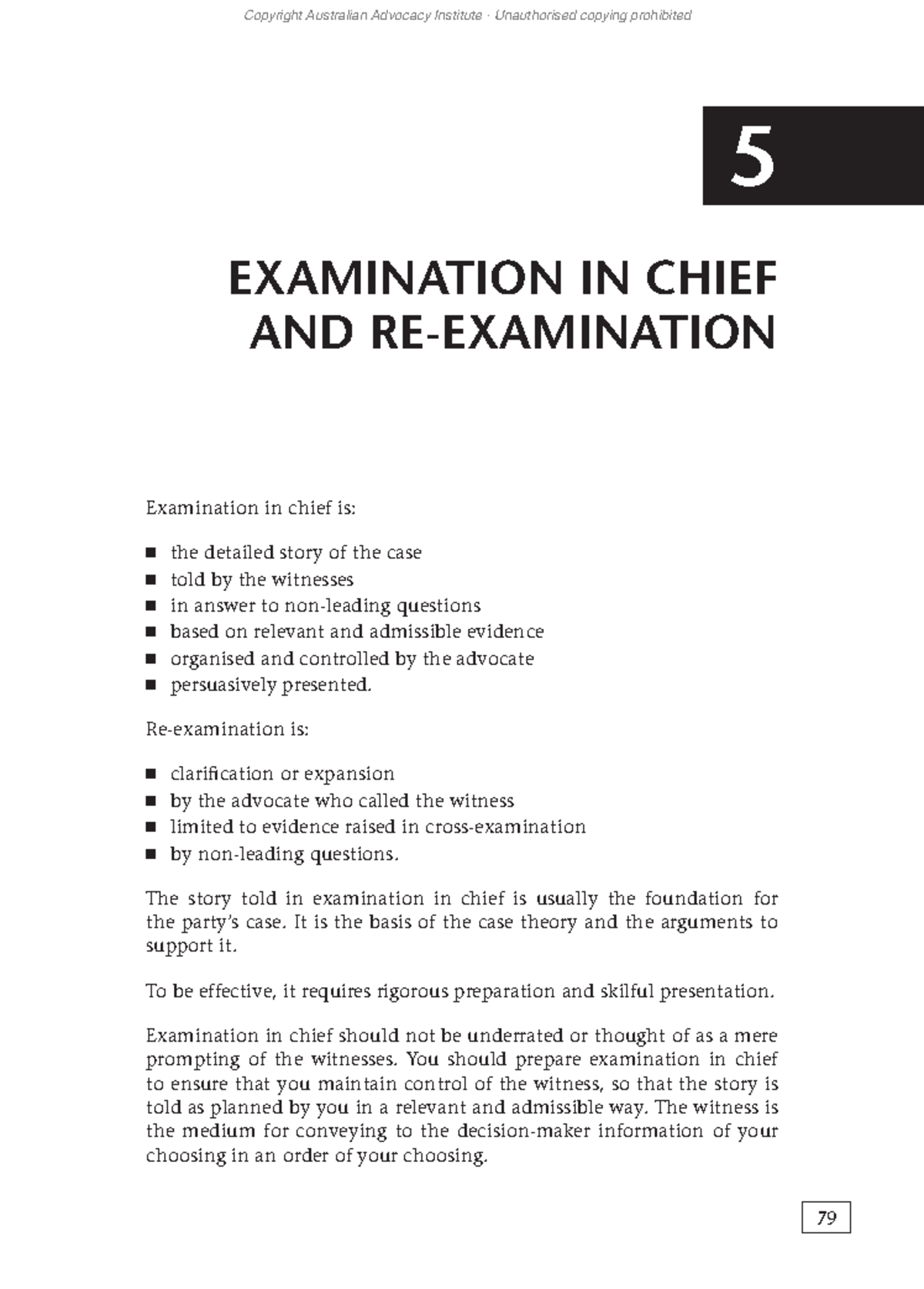 AAI Advocacy Manual - materials - 5 exaMinaTion in ChieF and re ...