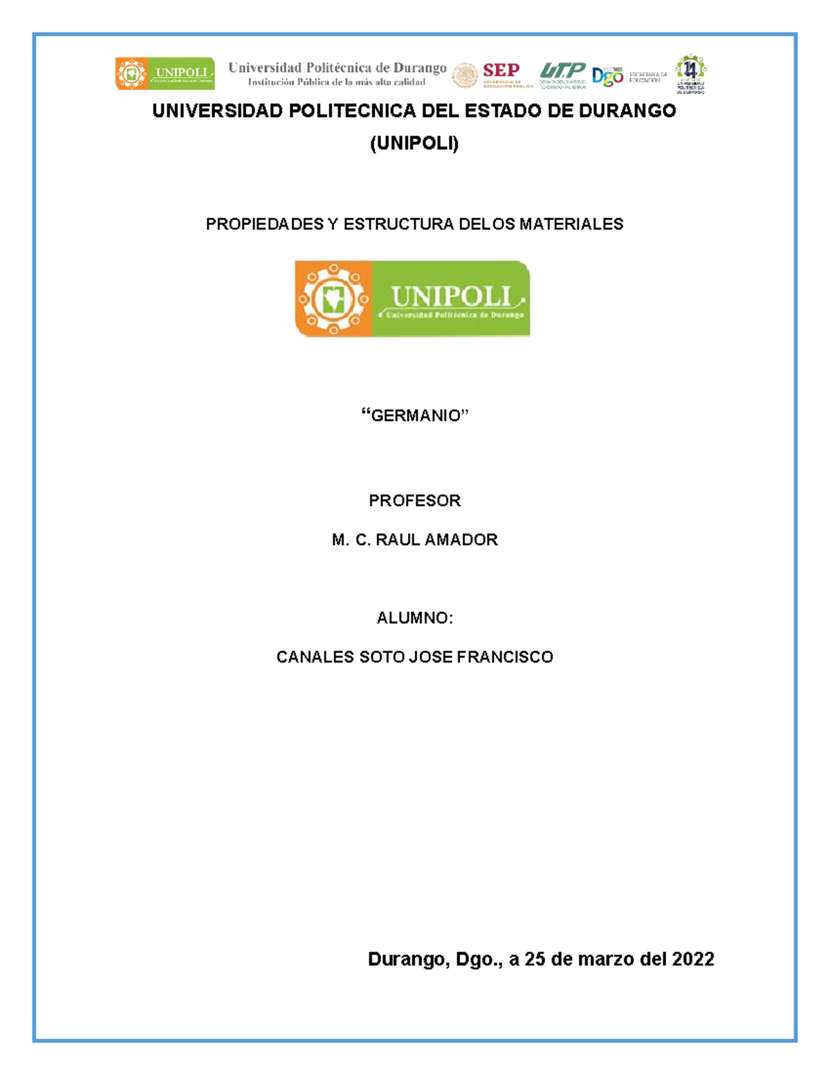 Germanio 25 03 2022 - lo mejor del conlep - UNIVERSIDAD POLITECNICA DEL ...