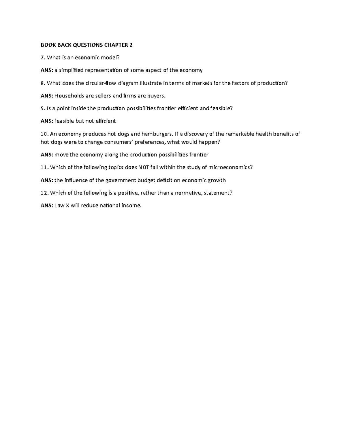 BOOK BACK Questions Chapter 2 - Econ 247 - AU - Studocu