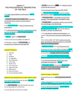 Understanding the Self - 1.) How would you characterize your “self ...