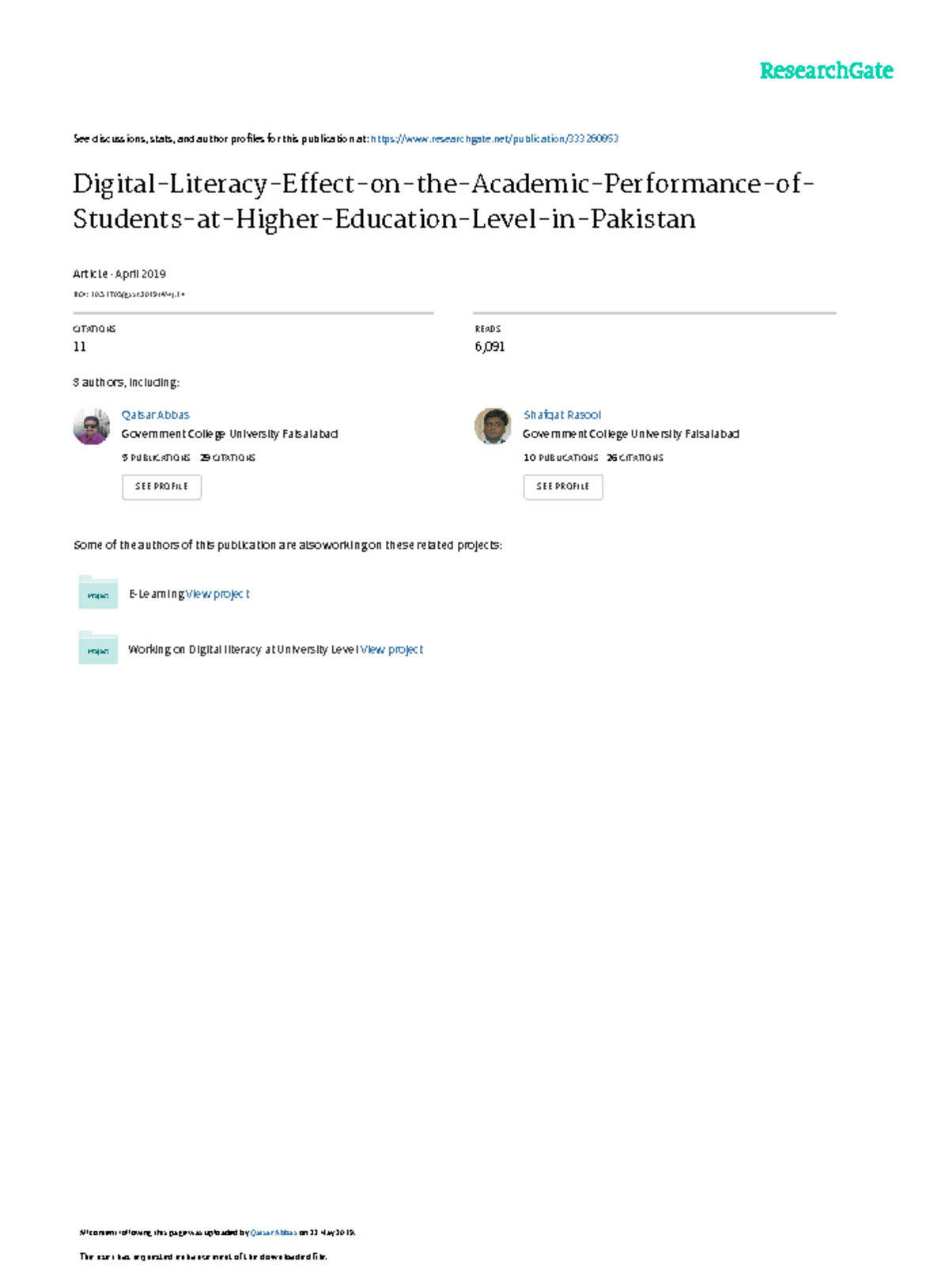 Digital Literacy Effect on the Academic Performance of Students at ...
