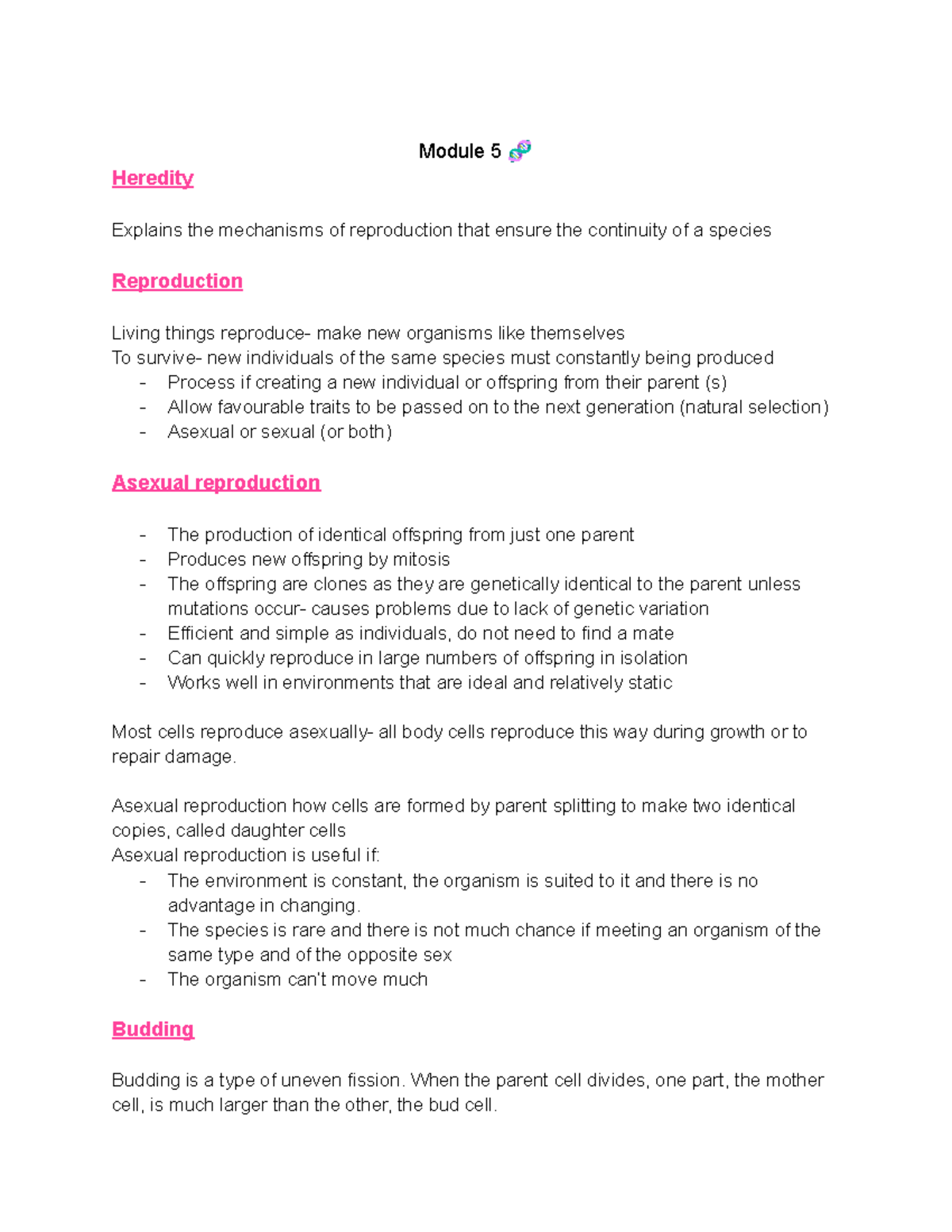 Biology Notes Year 12 - Module 5 🧬 Heredity Explains the mechanisms of ...