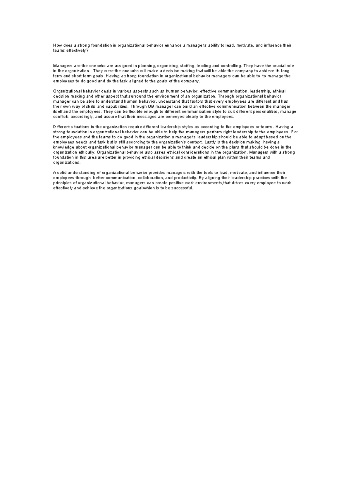 Humborg Assignment - LECTURE NOTES - How does a strong foundation in ...