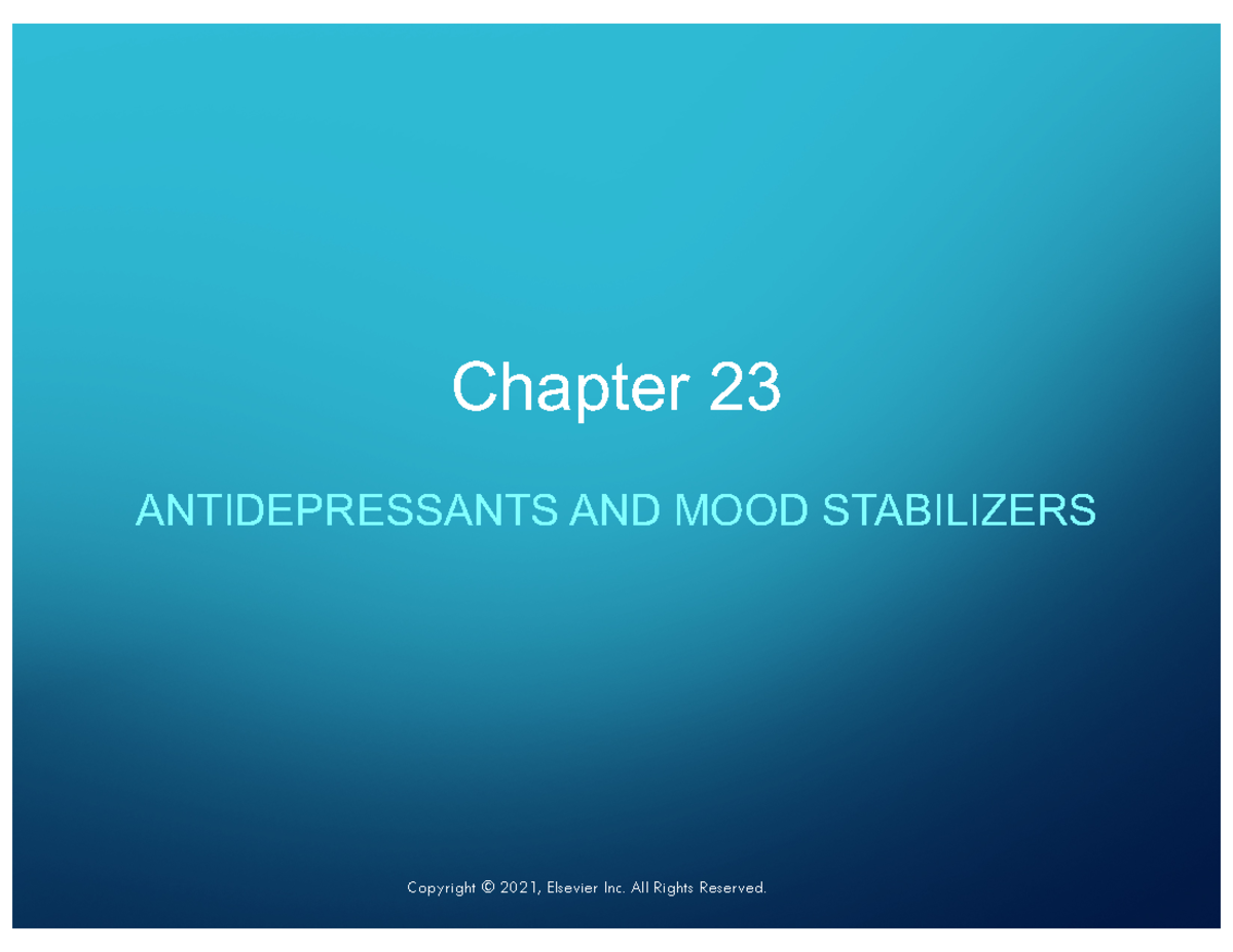 Antidepressants Mood Stabilizers - Chapter 23 ANTIDEPRESSANTS AND MOOD ...