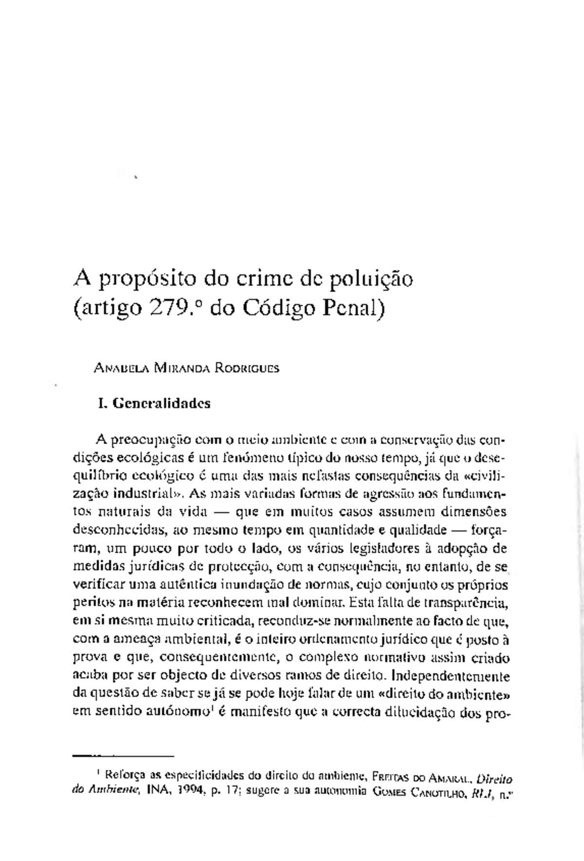 A propósito do crime de Poluição - Anabela Miranda Rodrigues ####### I ...