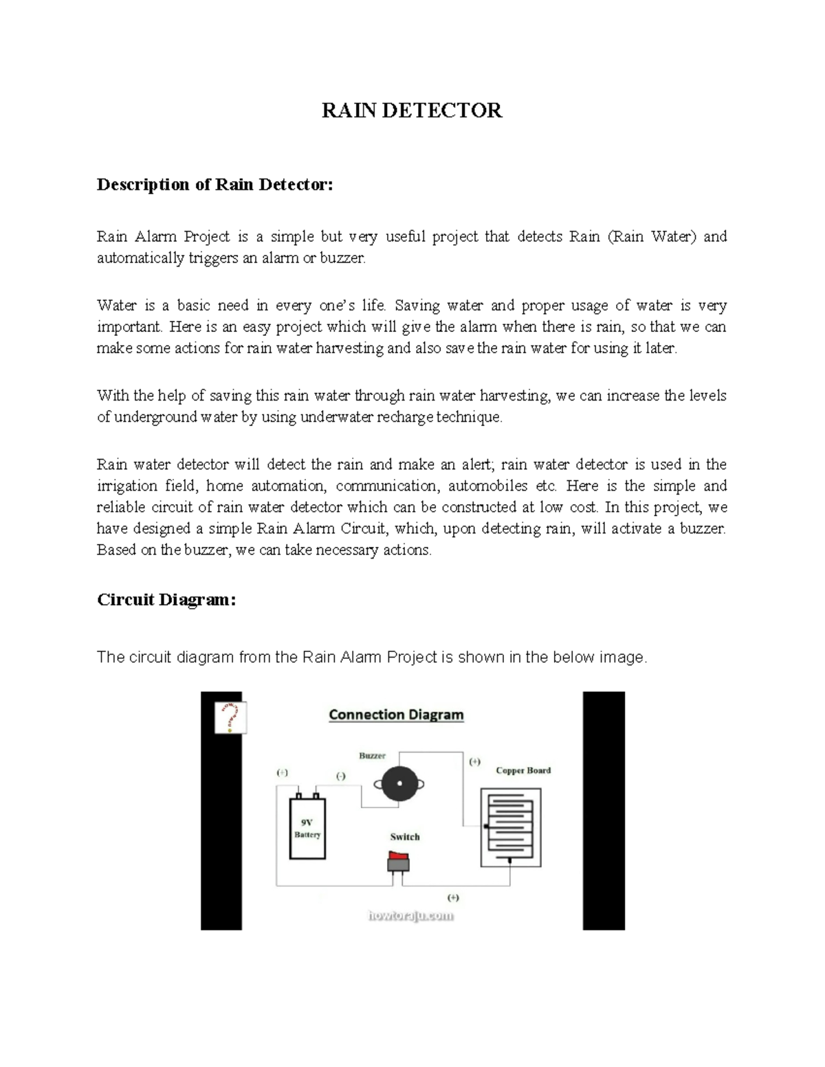 405423894 RAIN Detector Report docx - RAIN DETECTOR Description of Rain ...