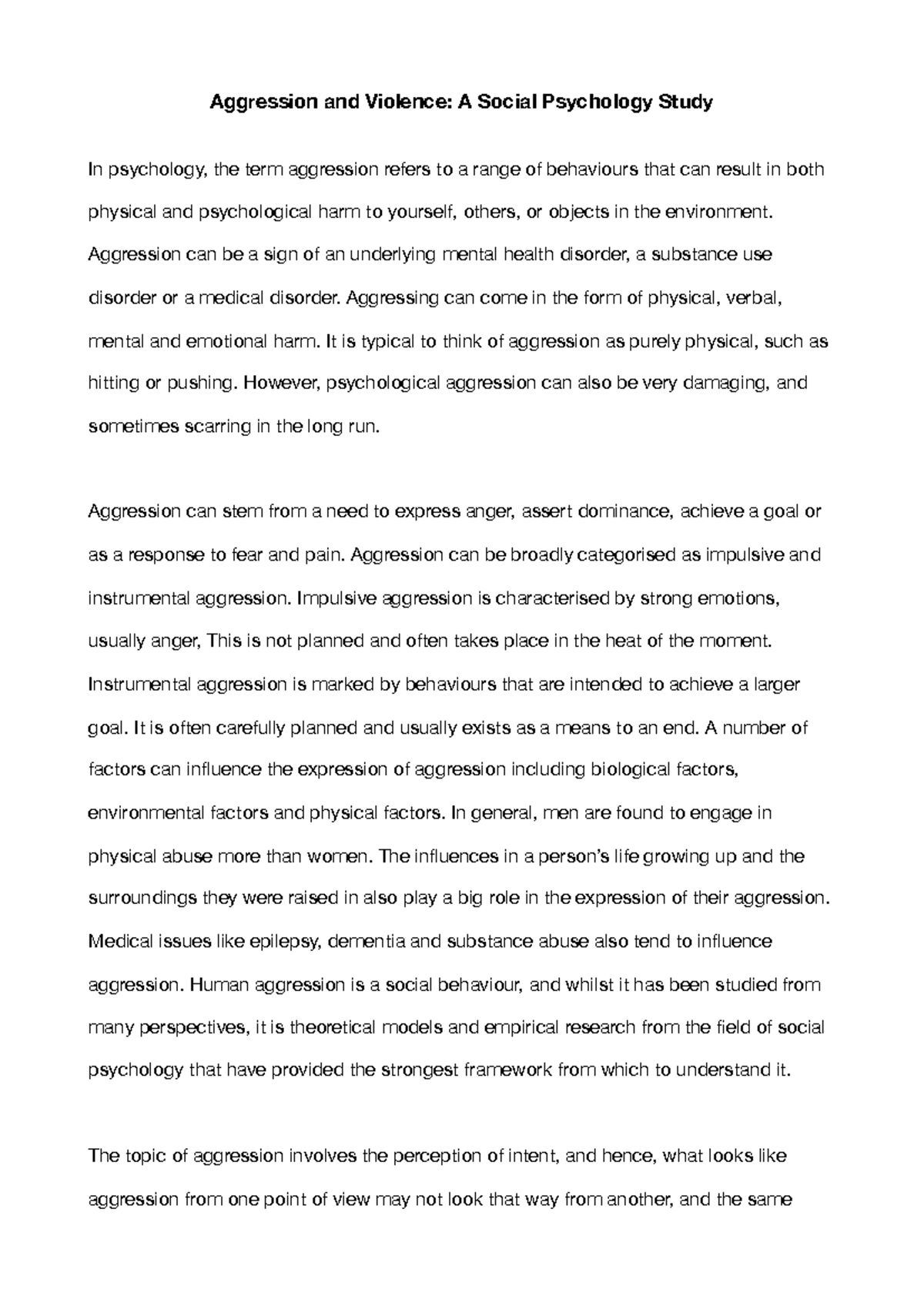 Aggression - Aggression can be a sign of an underlying mental health ...