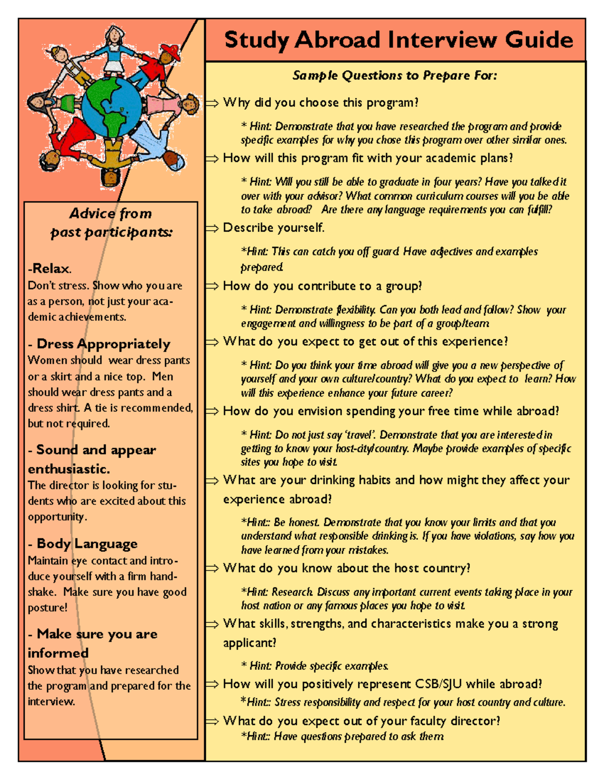 Study Abroad Interview Guide - Study Abroad Interview Guide Sample ...