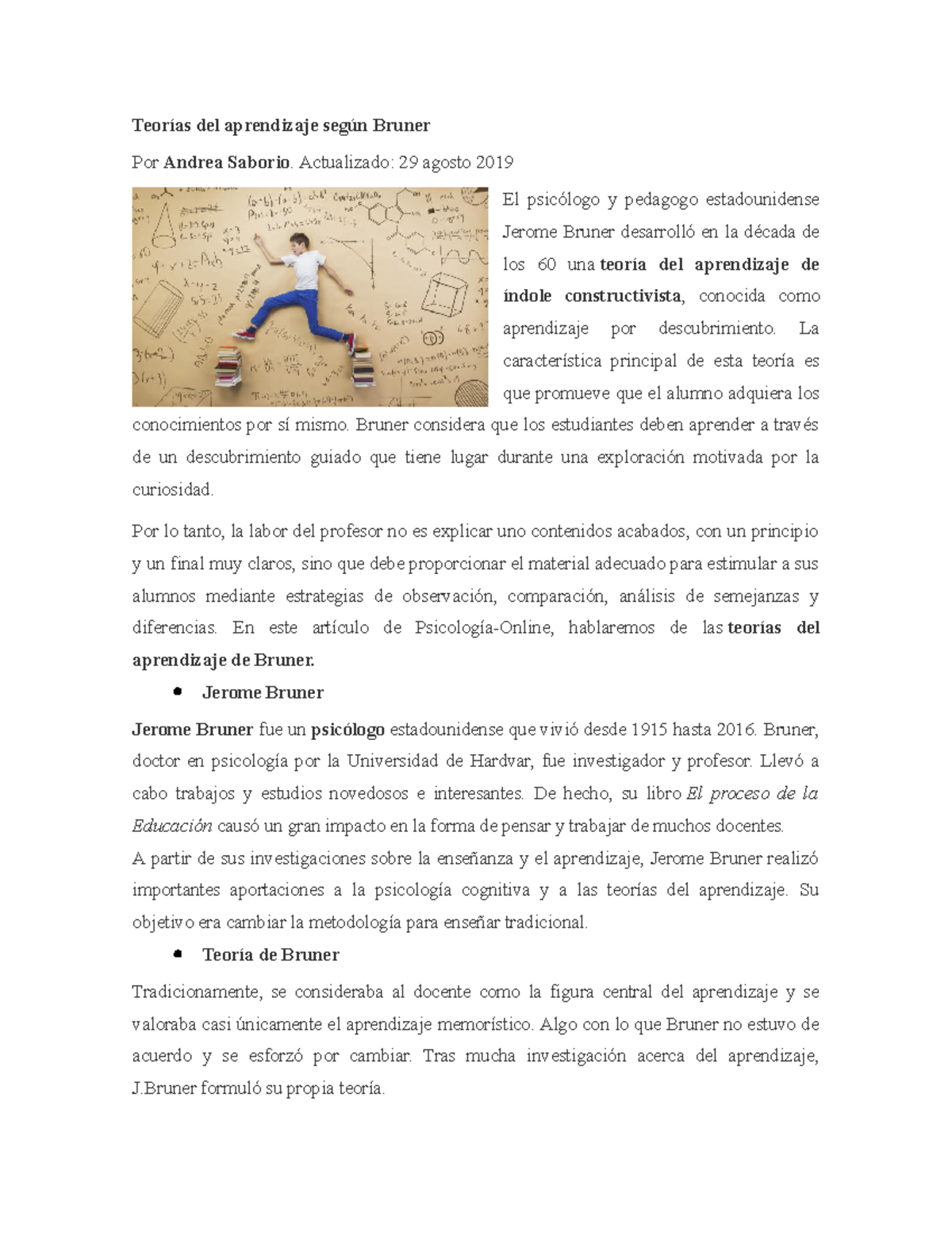 Teorías del aprendizaje según Bruner - Teorías del aprendizaje según ...