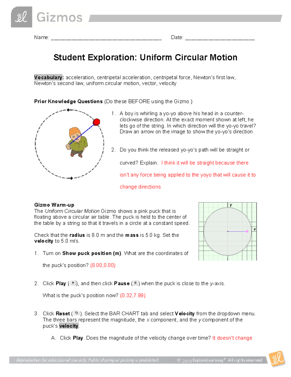 Gizmo - Uniform Circular Motion - Name ...