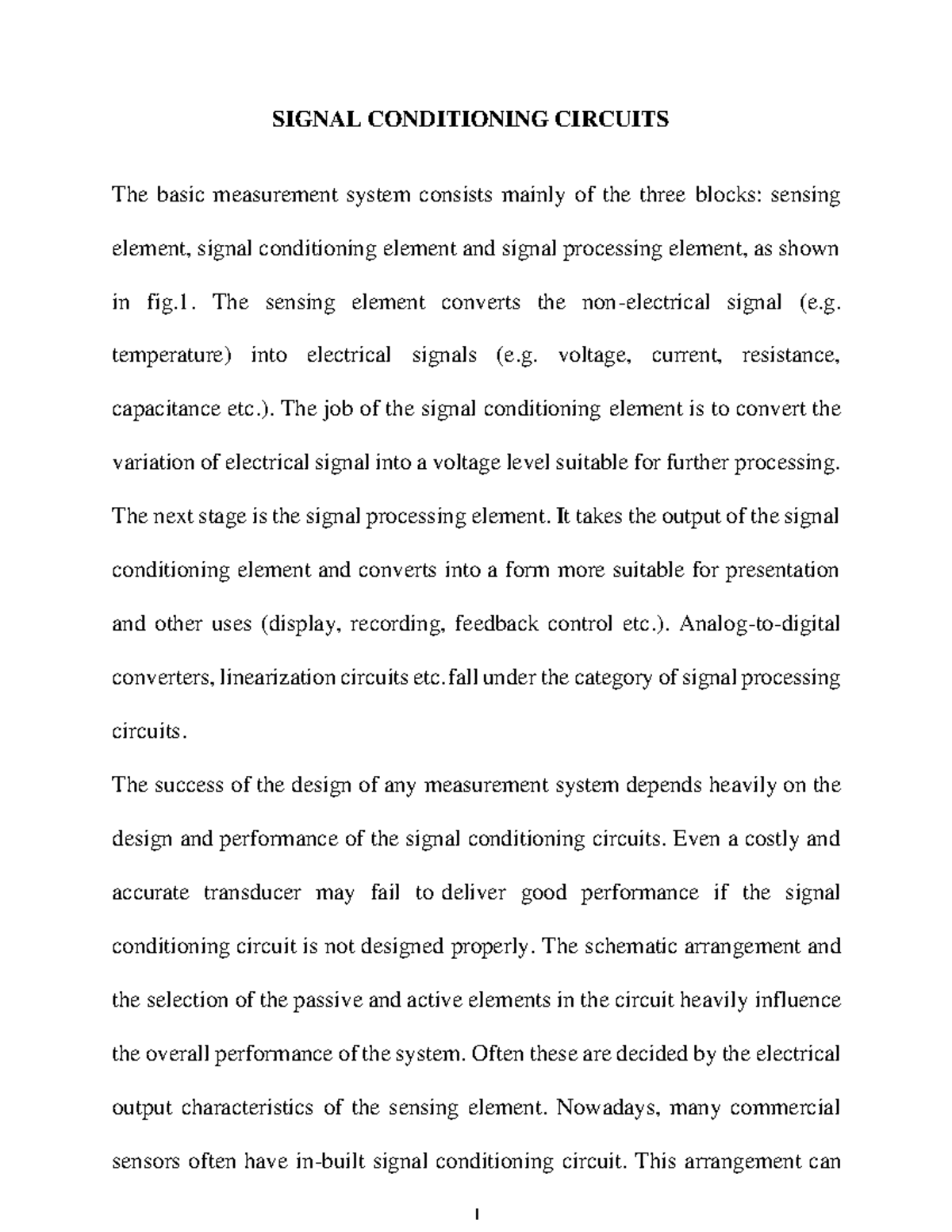 Signal Conditioning Circuits - SIGNAL CONDITIONING CIRCUITS The basic ...